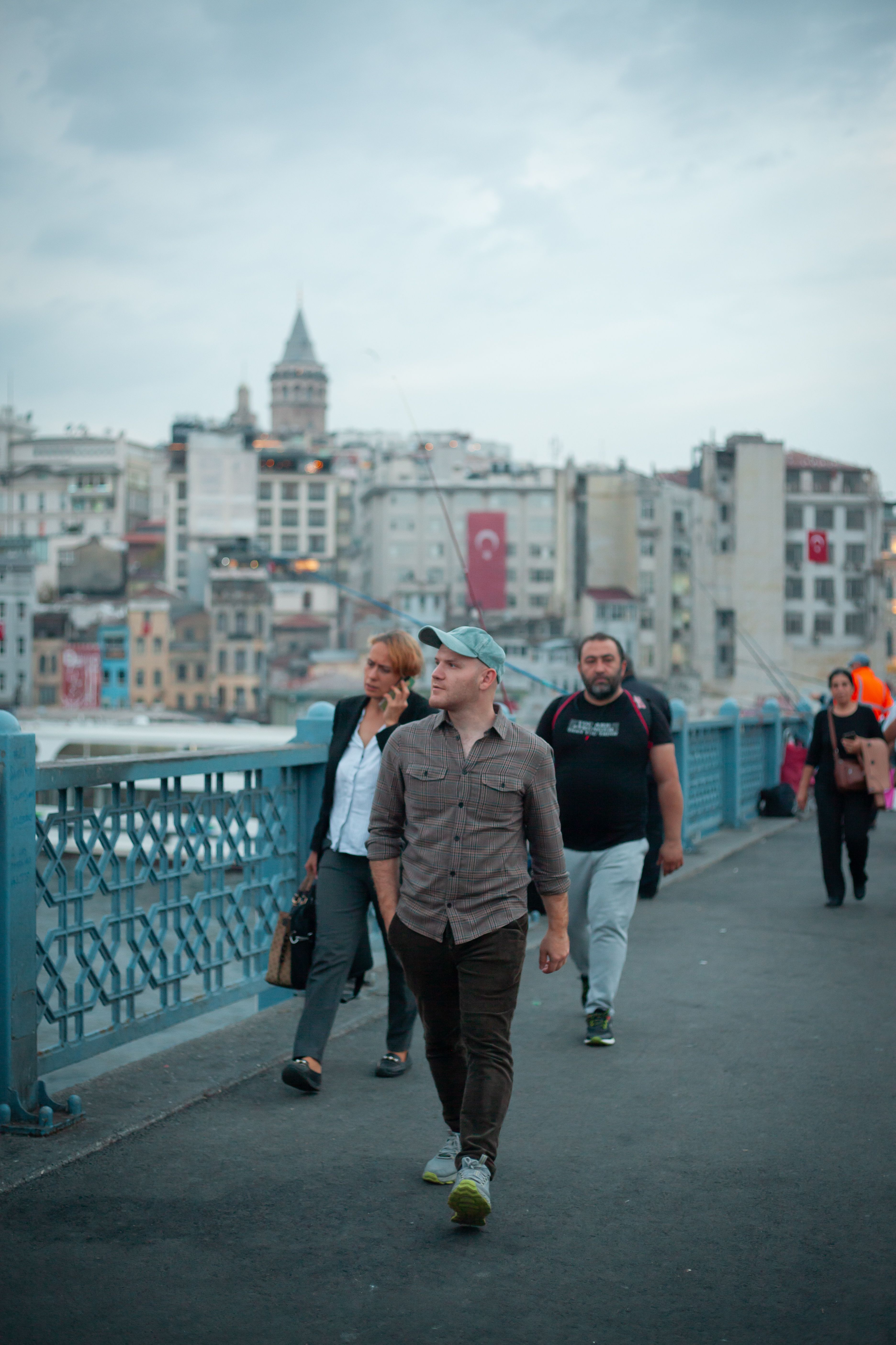 Tourists Walking on Galata Bridge in Istanbul · Free Stock Photo