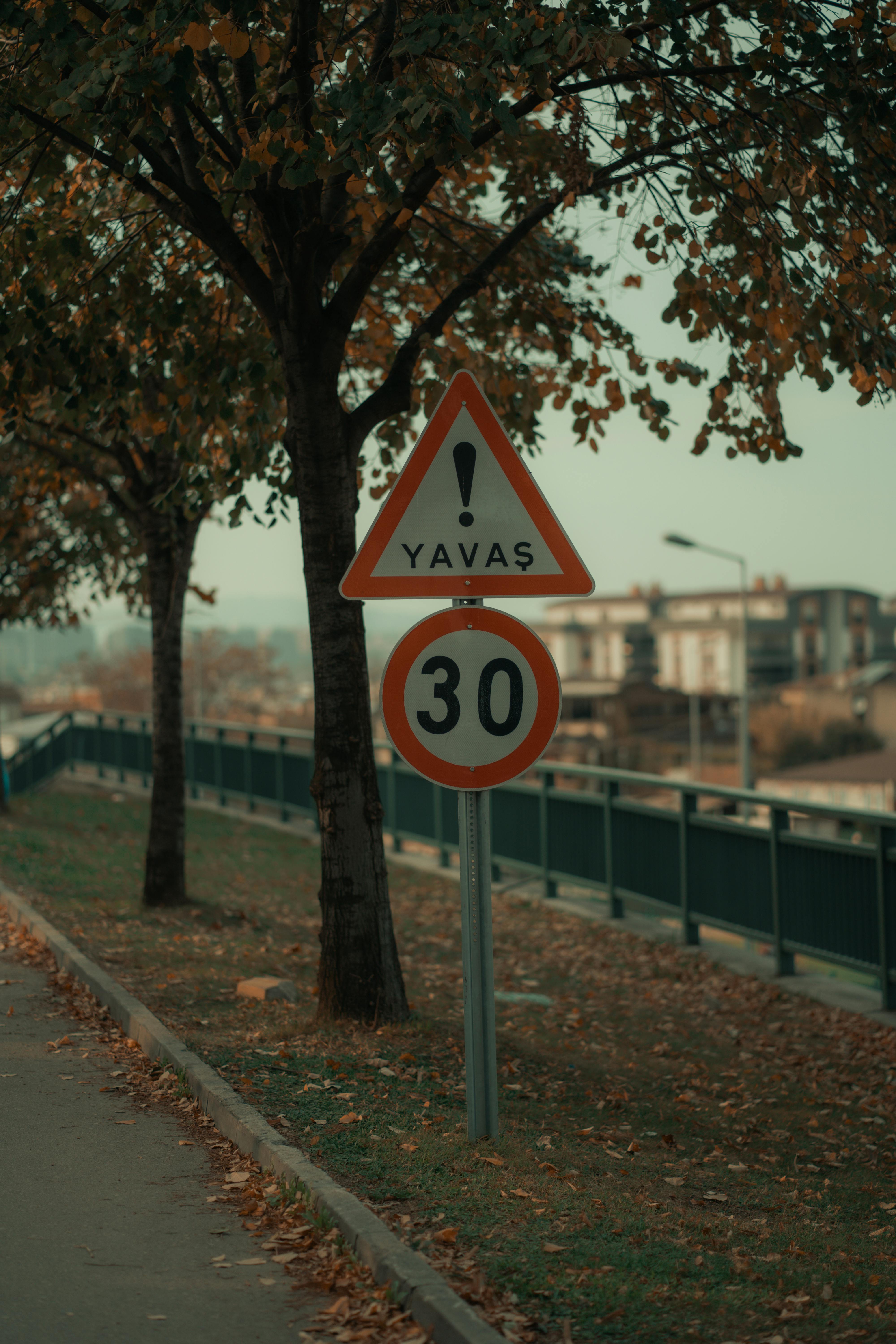Road Signs on Street in Town in Turkey in Winter · Free Stock Photo