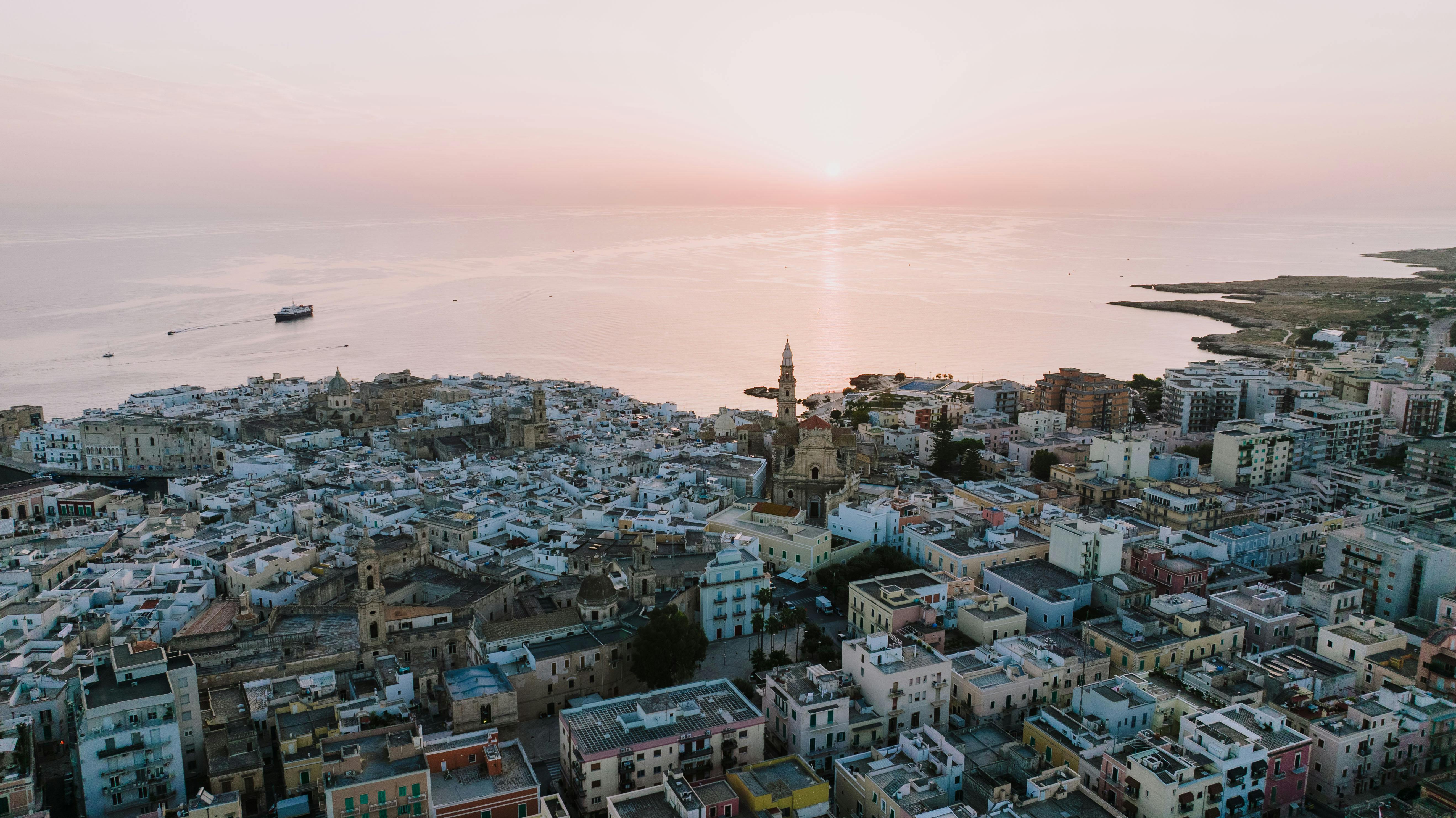 Drone Shot of Monopoli at Dawn · Free Stock Photo