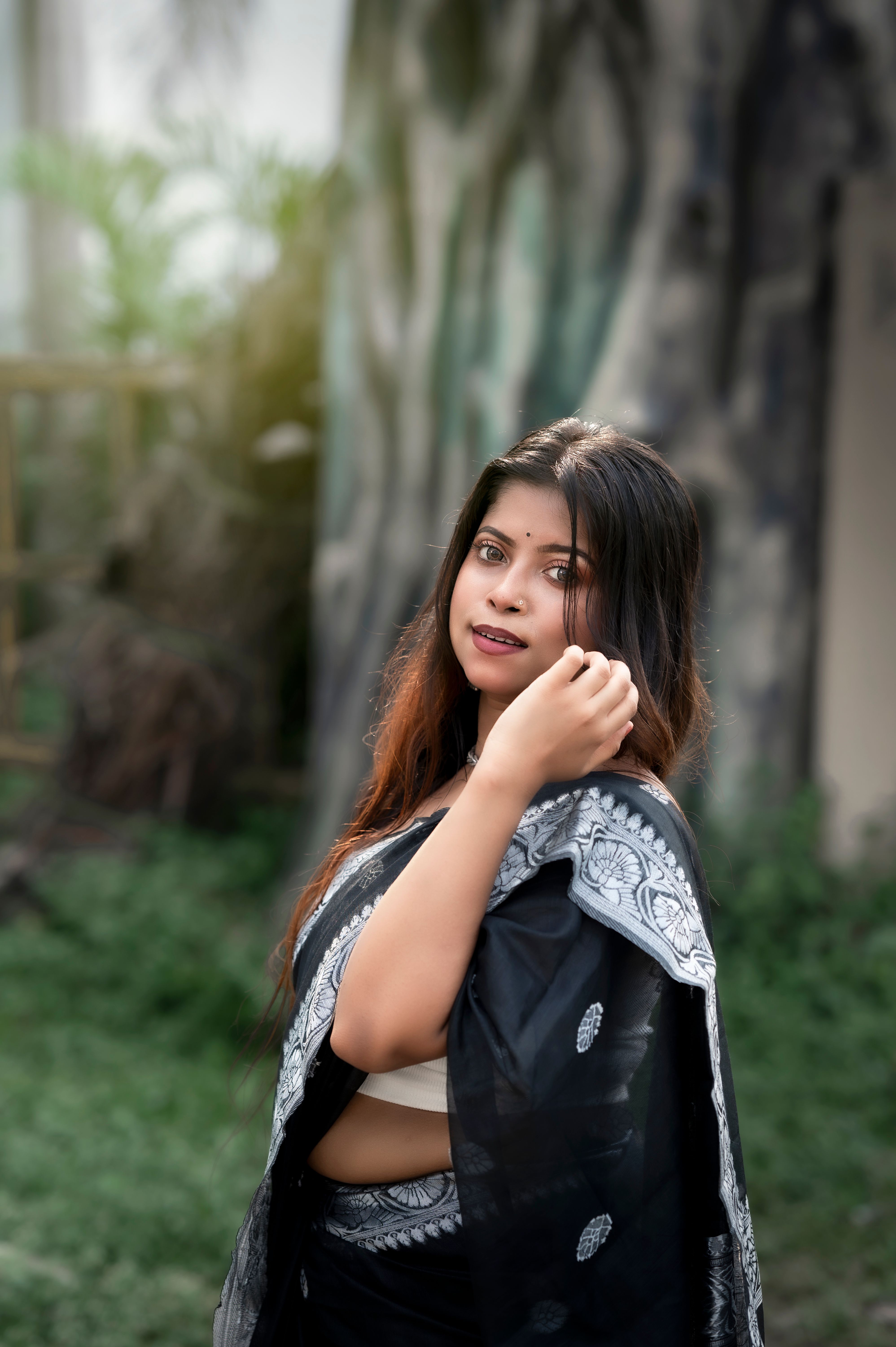 Woman Wearing Sari in a Park · Free Stock Photo