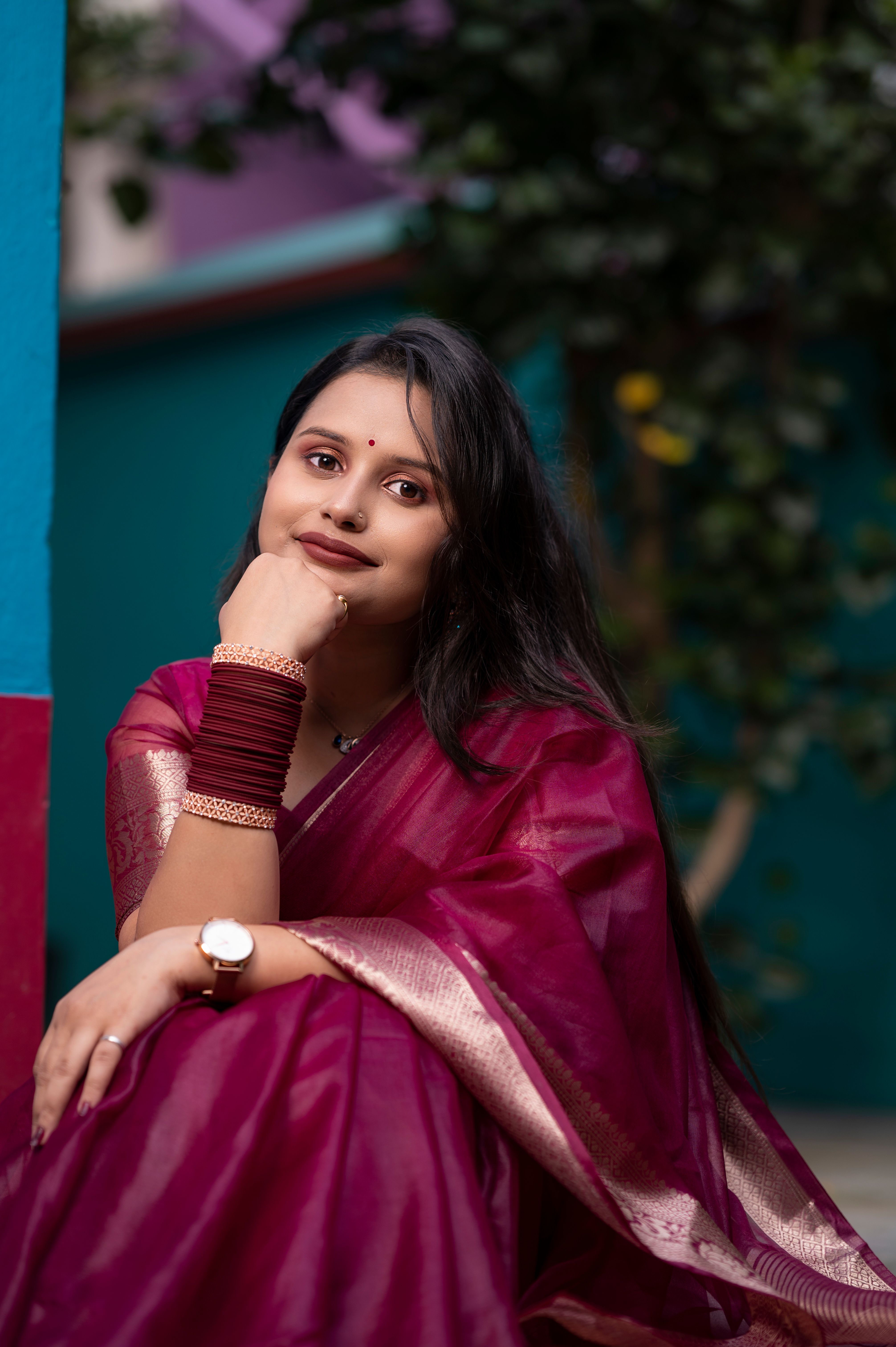 Portrait of Woman Wearing Sari · Free Stock Photo