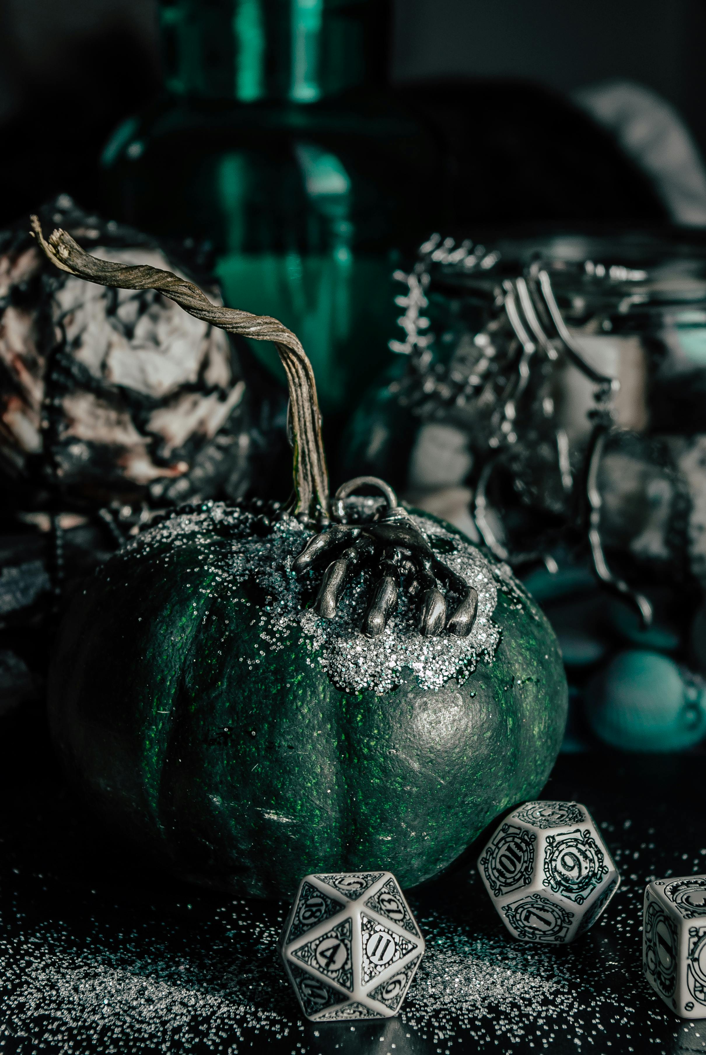 Decorative Dice and Pumpkin for Halloween · Free Stock Photo