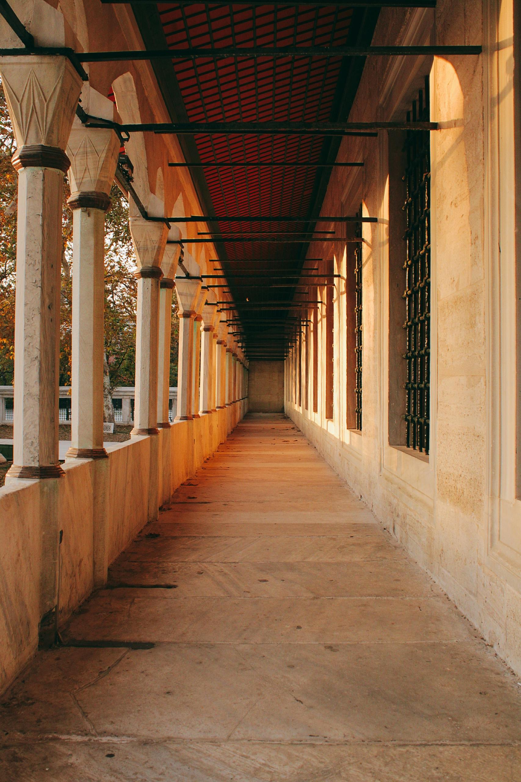 Monumental Architecture with Columns in Perspective · Free Stock Photo