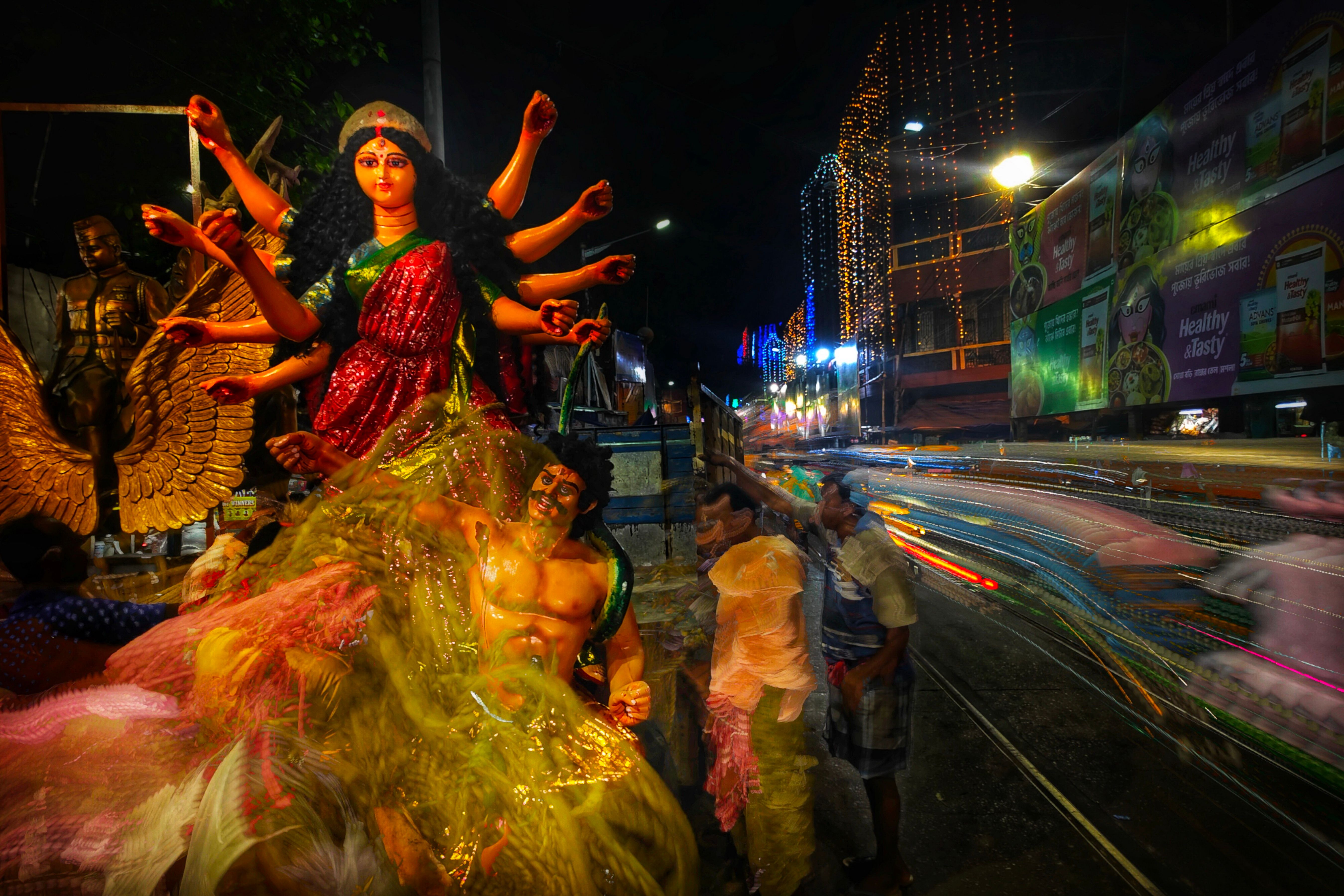 Maa Durga in Light motion 3. · Free Stock Photo