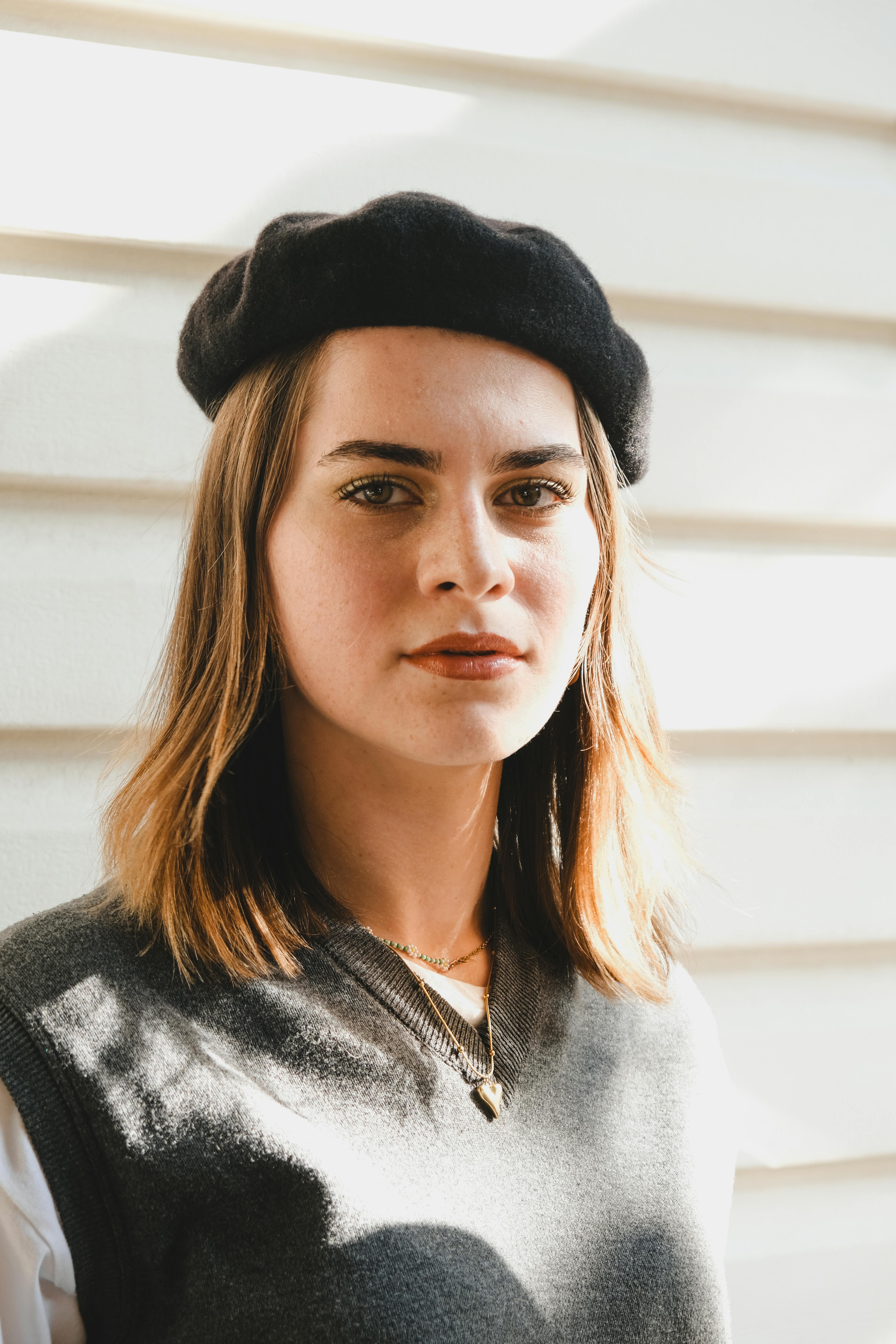 Portrait of a Woman in a Beret · Free Stock Photo
