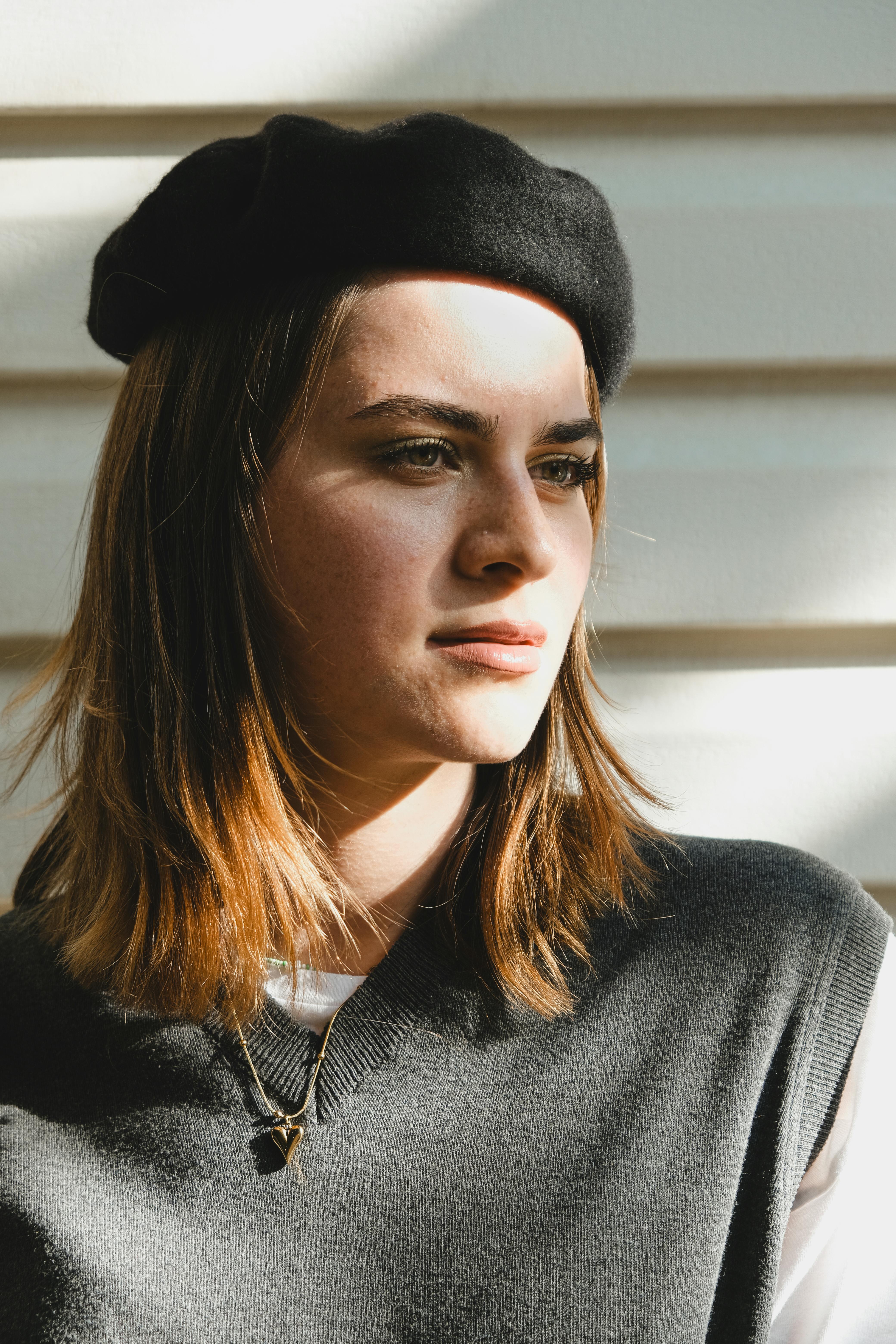 Portrait of Woman Wearing Beret · Free Stock Photo