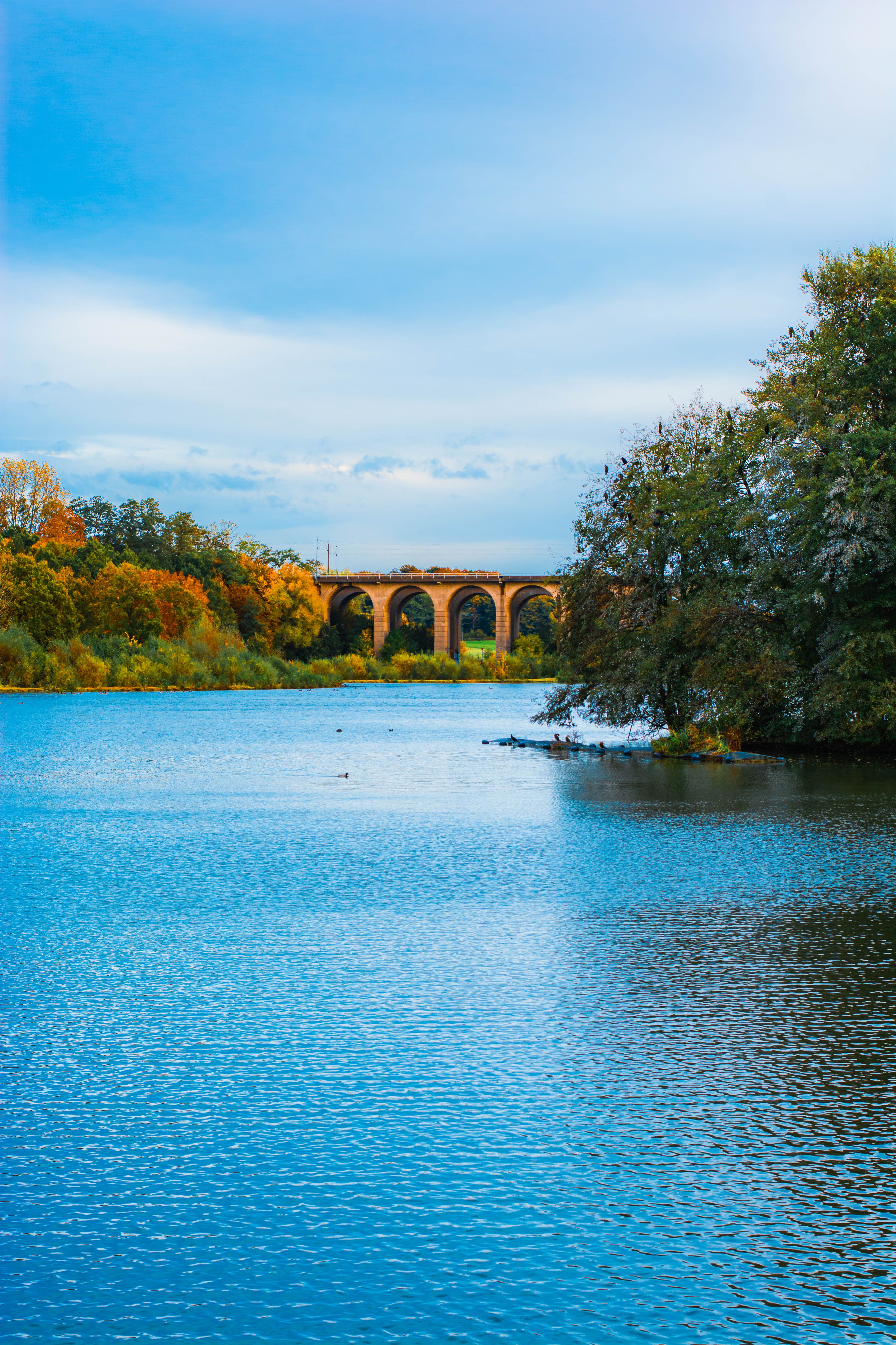 Blue River with Bridge behind · Free Stock Photo