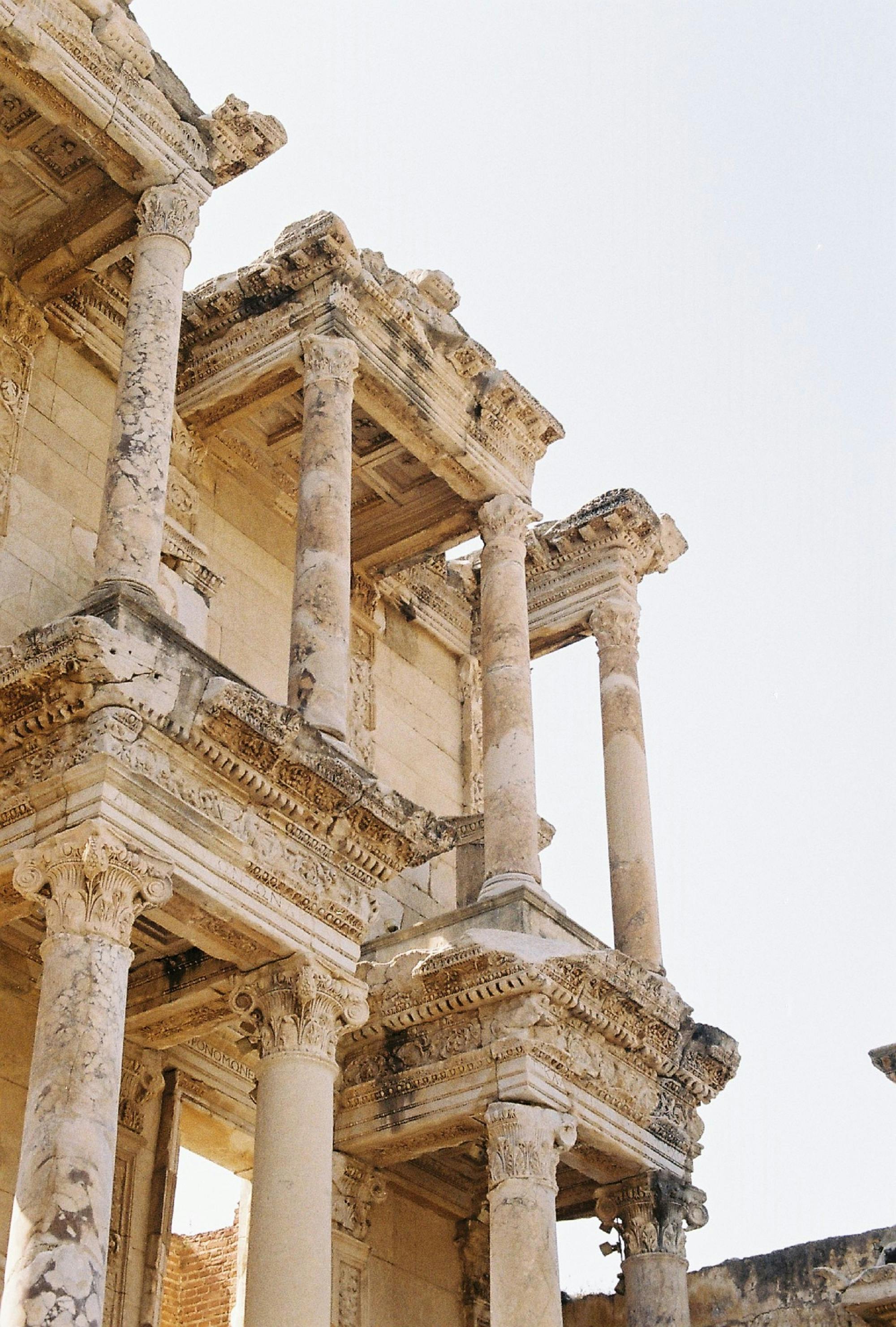 Columns on Wall of Library of Celsus · Free Stock Photo
