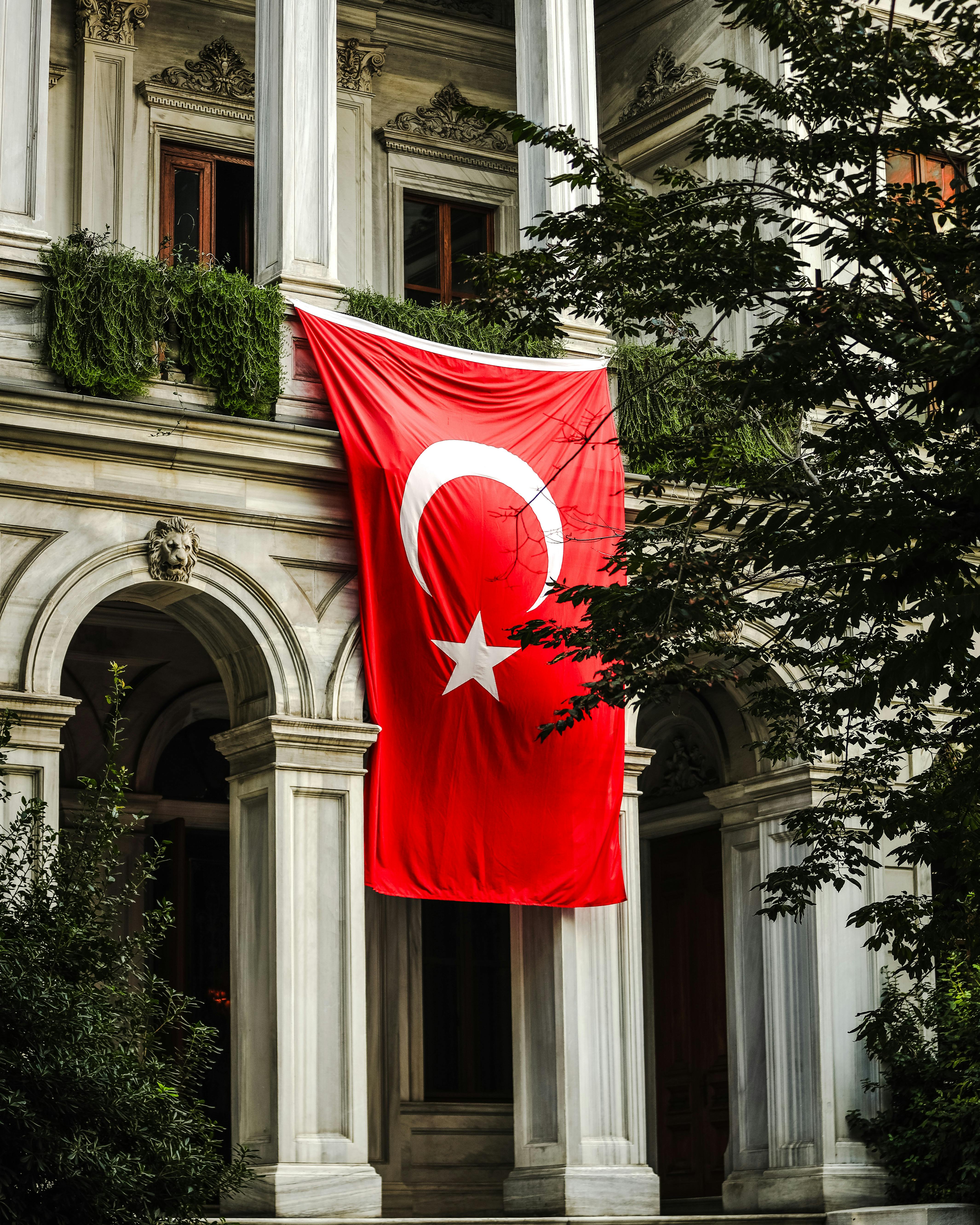 Turkish Flag Hanging on a Building · Free Stock Photo