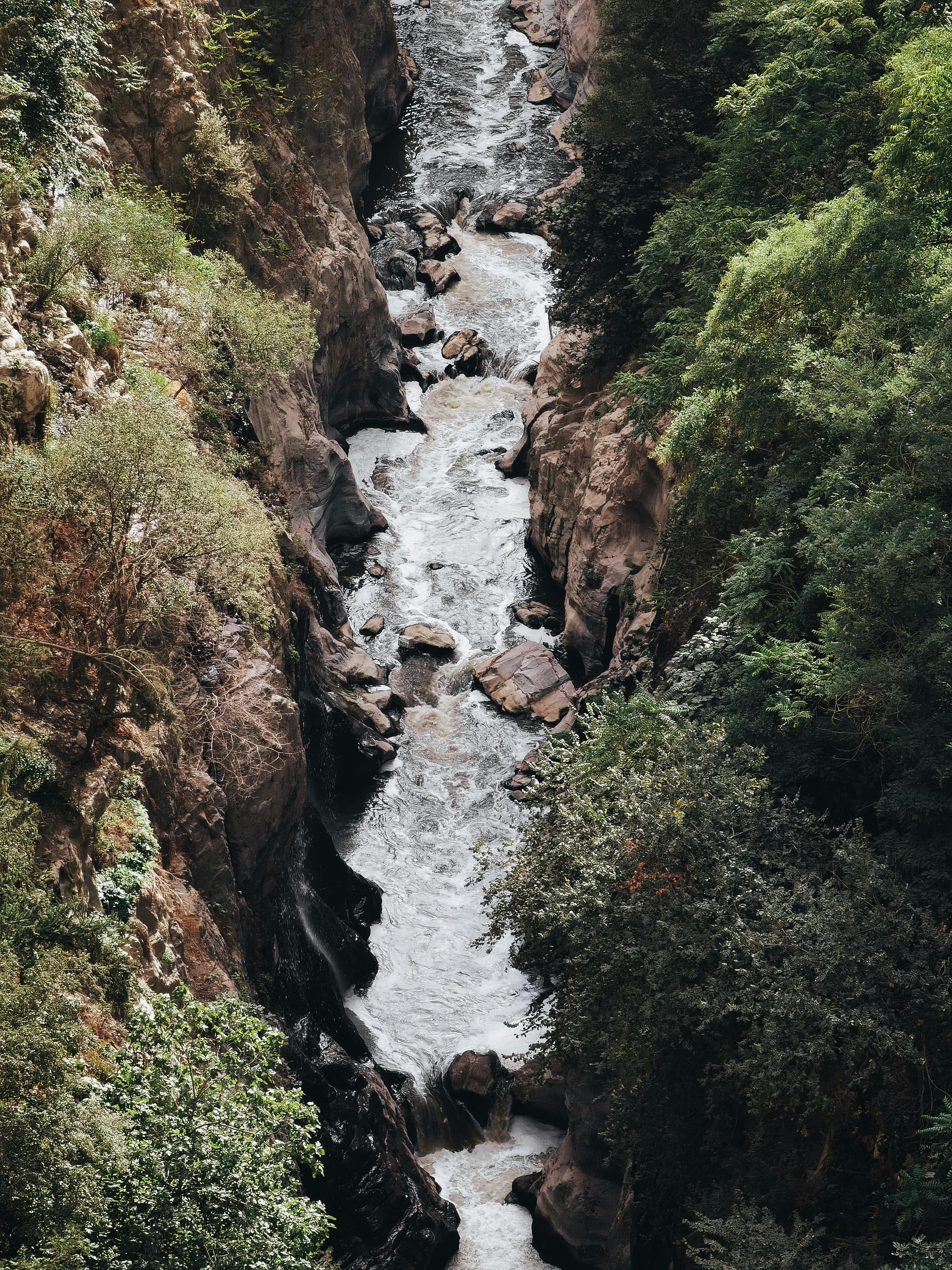 River Flowing through a Narrow Ravine · Free Stock Photo