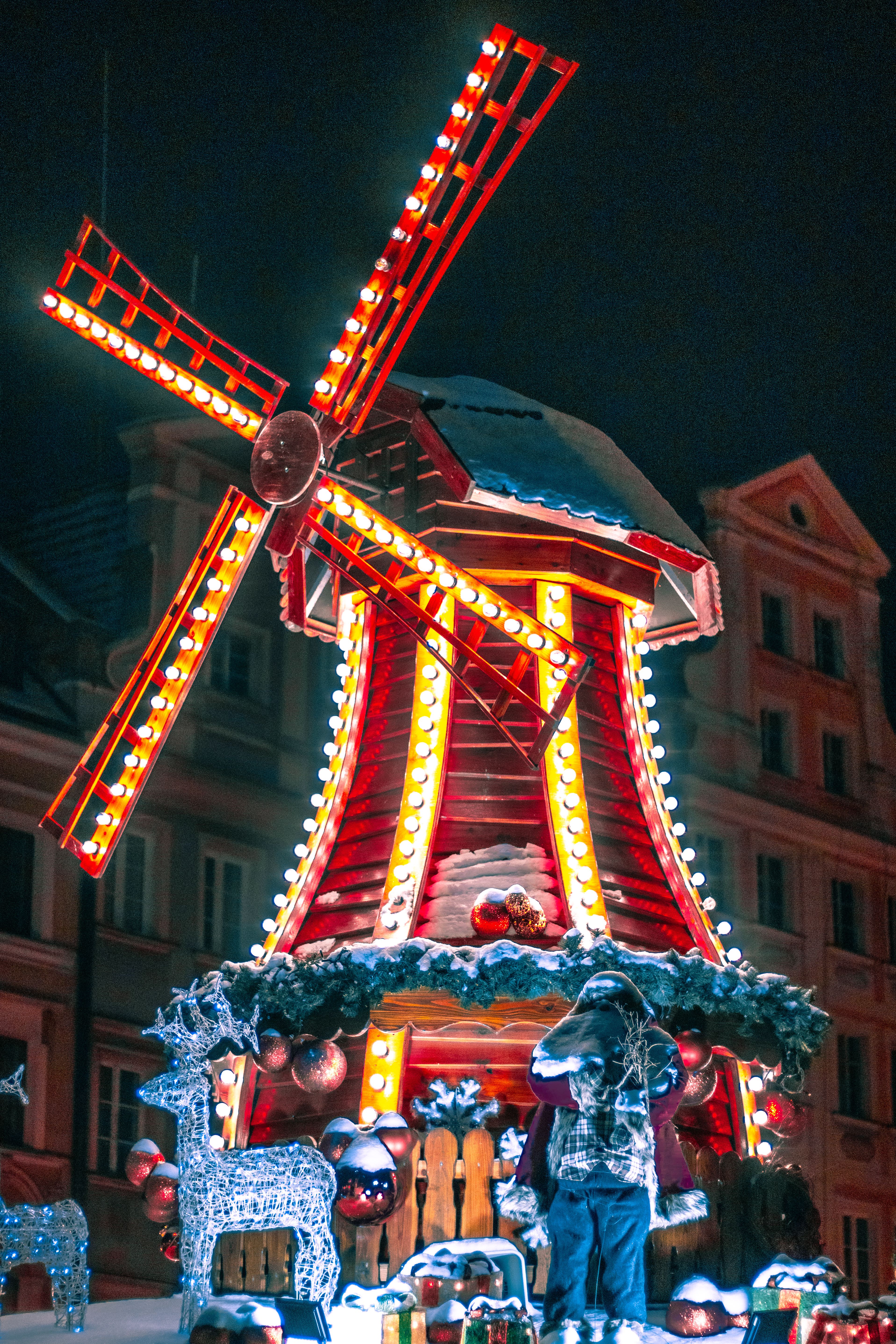 Illuminated Windmill on a Festival · Free Stock Photo