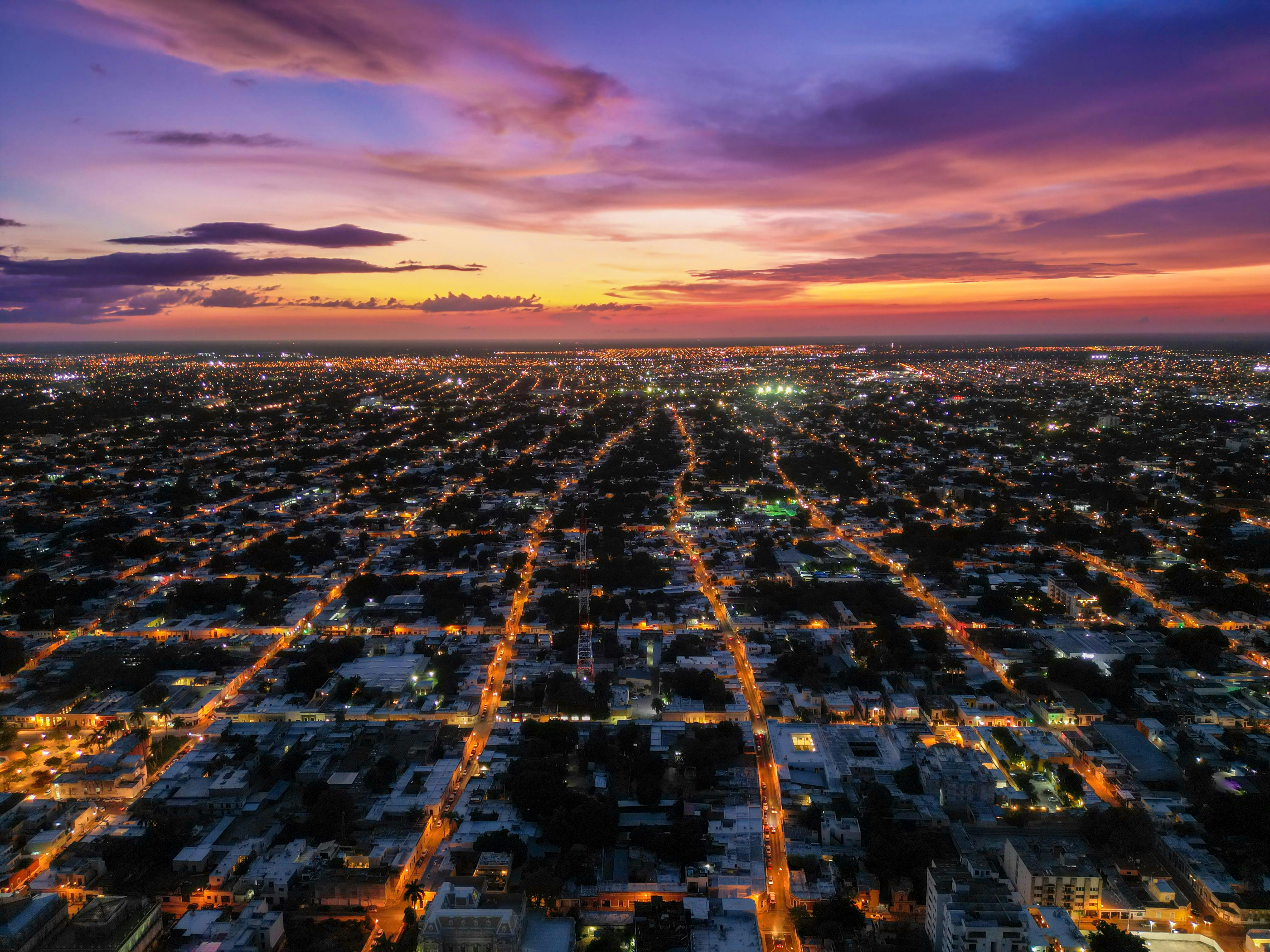Birds Eye View of City at Sunset · Free Stock Photo
