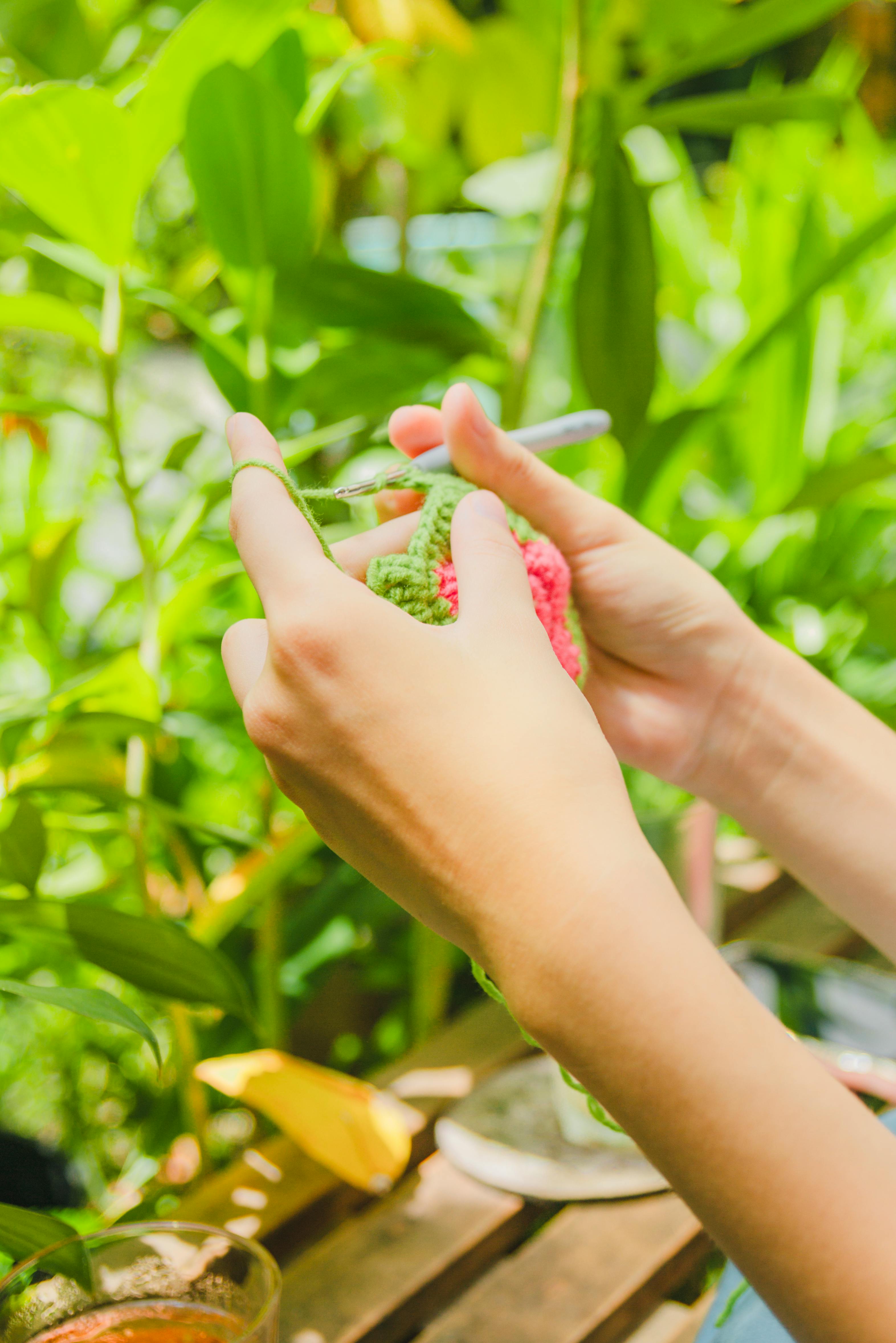Close-up of Woman Crocheting · Free Stock Photo