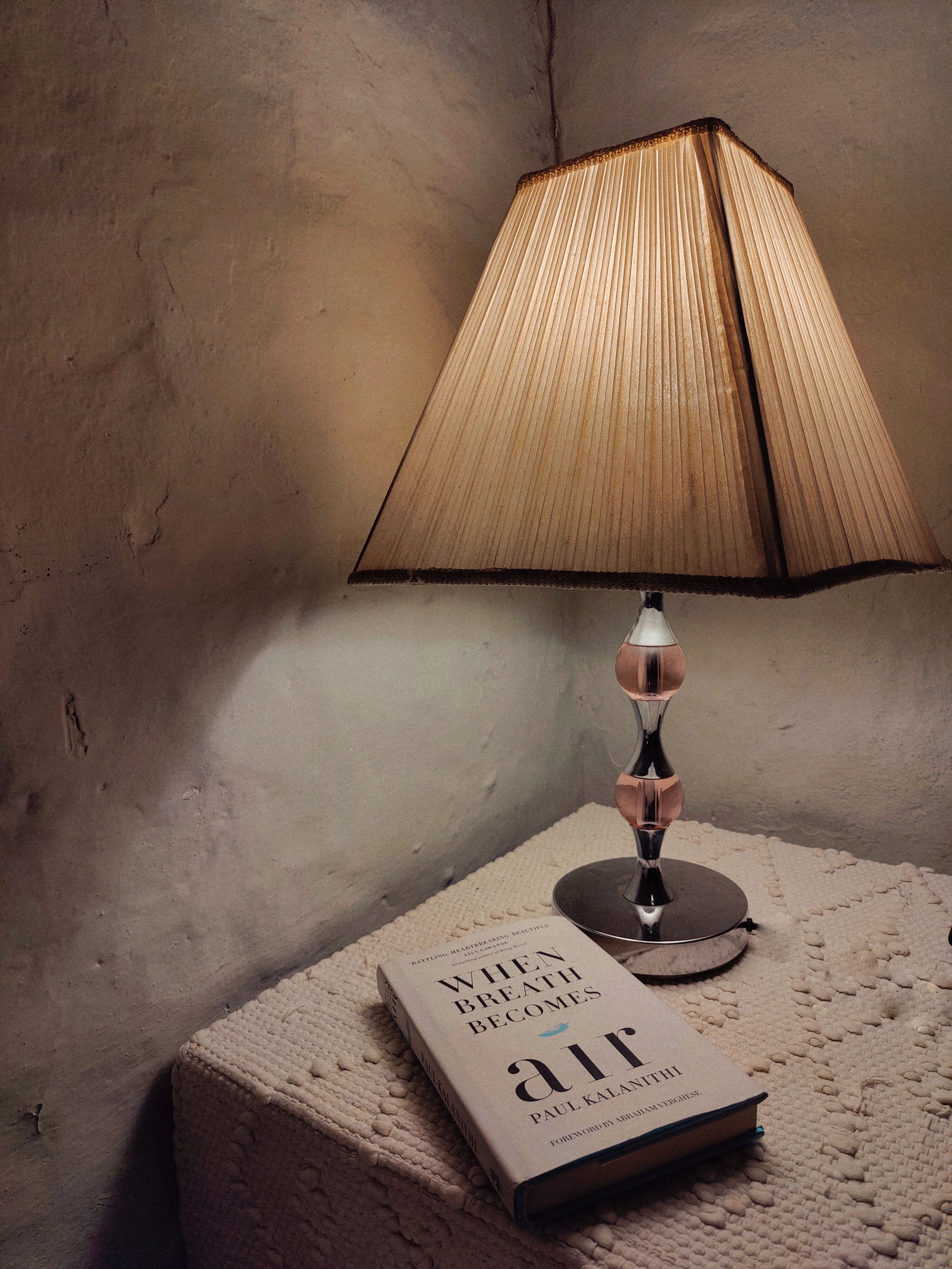 Retro Lamp and Book on a Bedside Table · Free Stock Photo