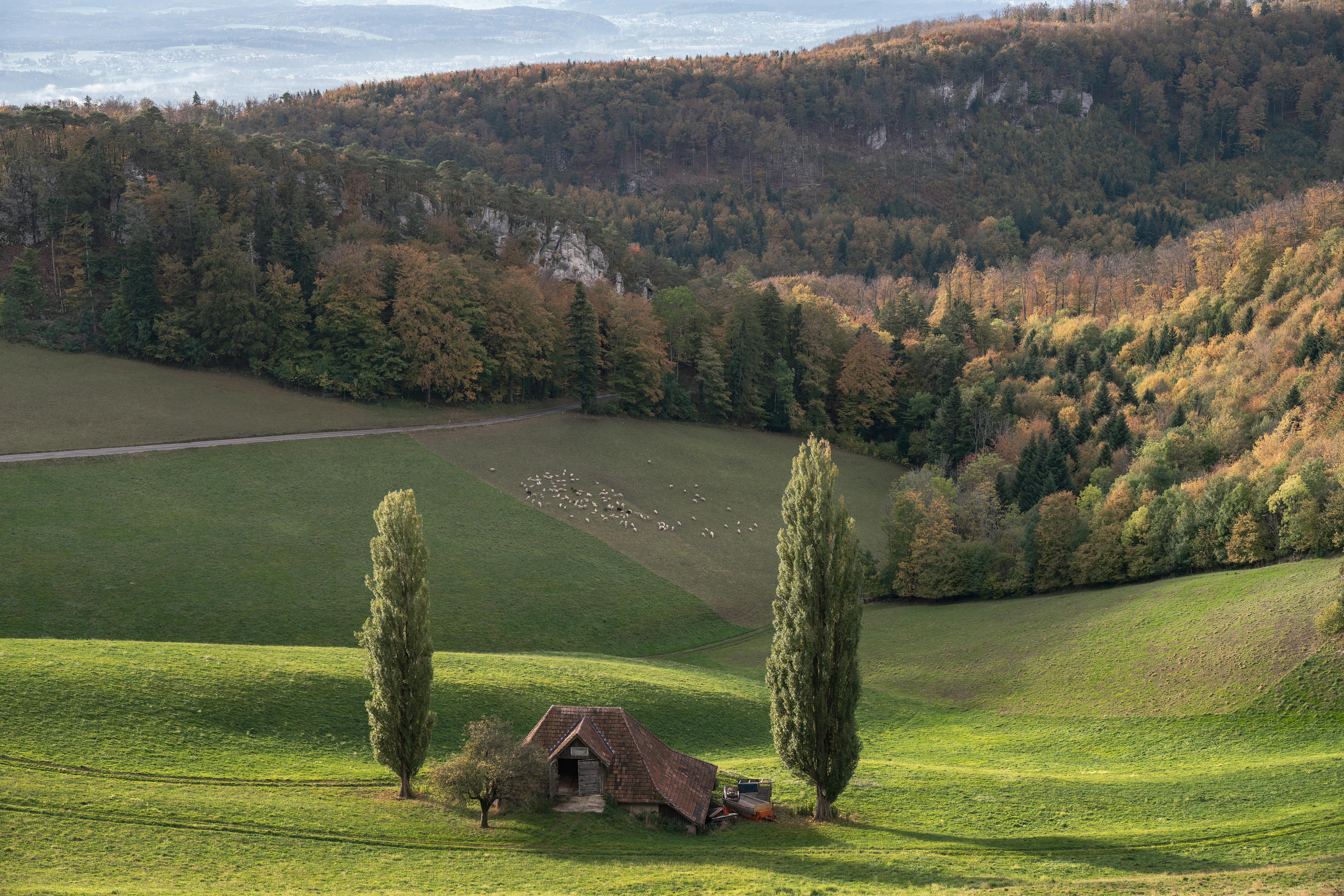 Small Cottage in a Valley of Green Pastures · Free Stock Photo