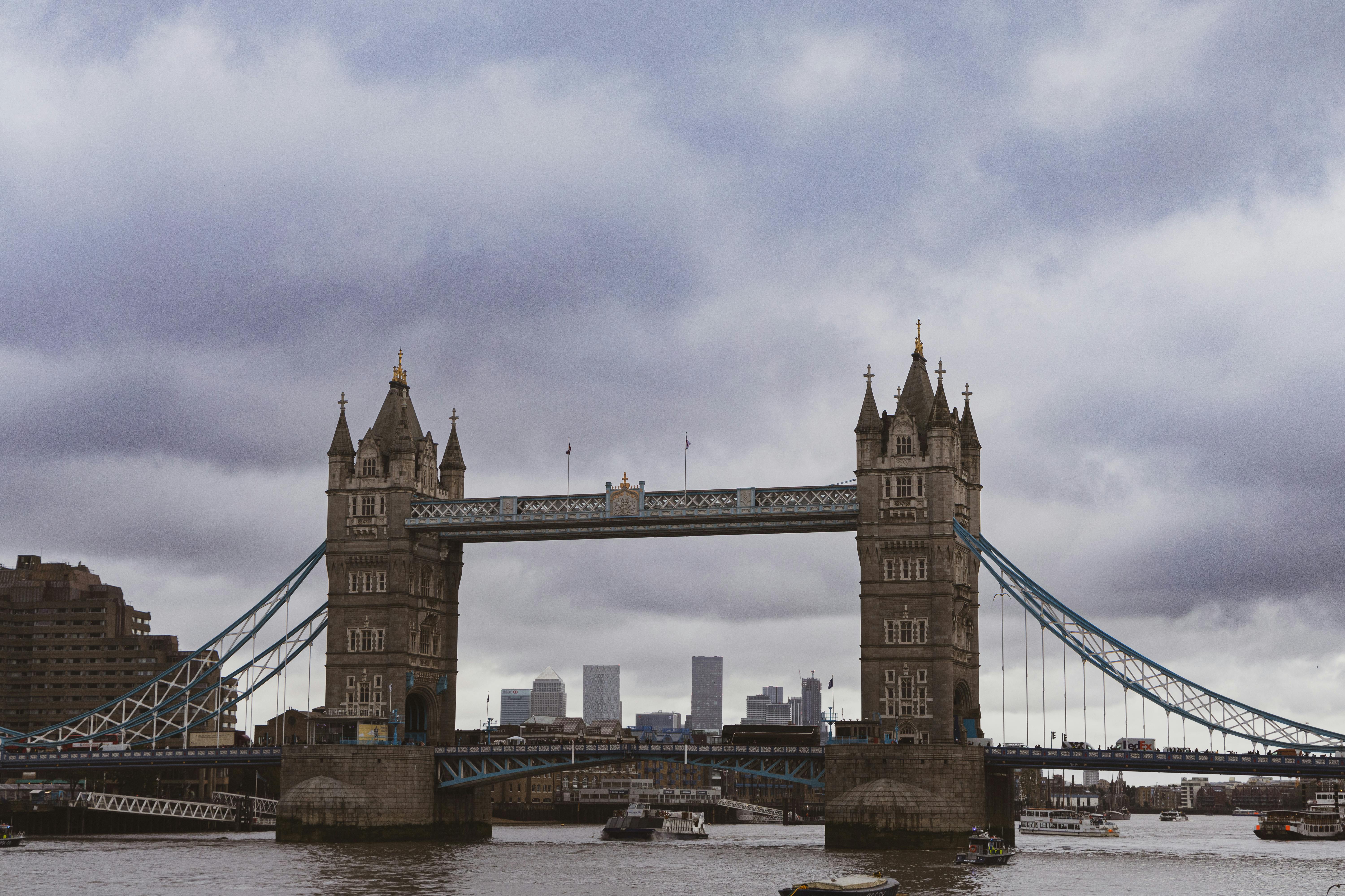 Aerial view of iconic Tower Bridge in London · Free Stock Photo
