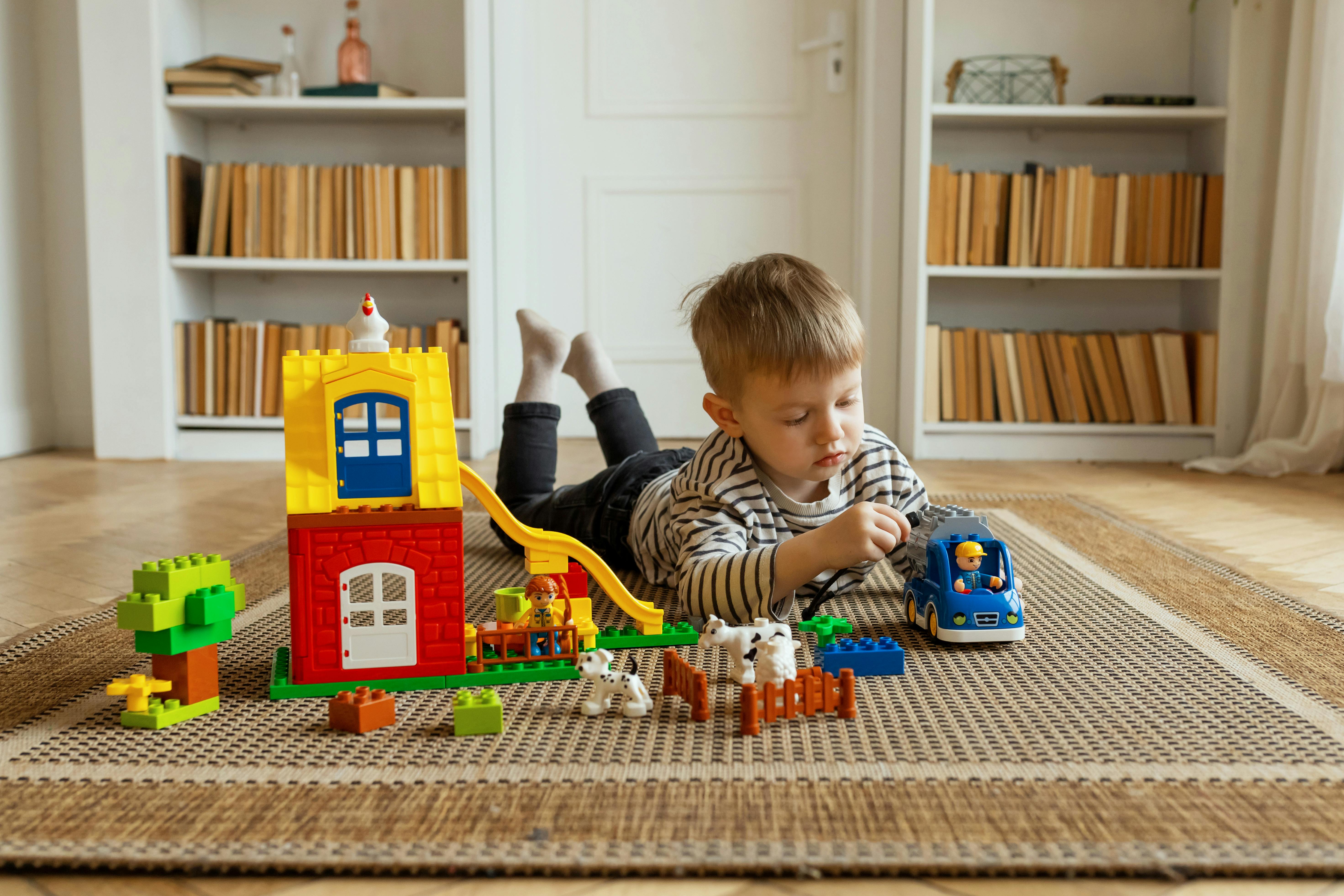 Little Boy Playing with Bricks · Free Stock Photo