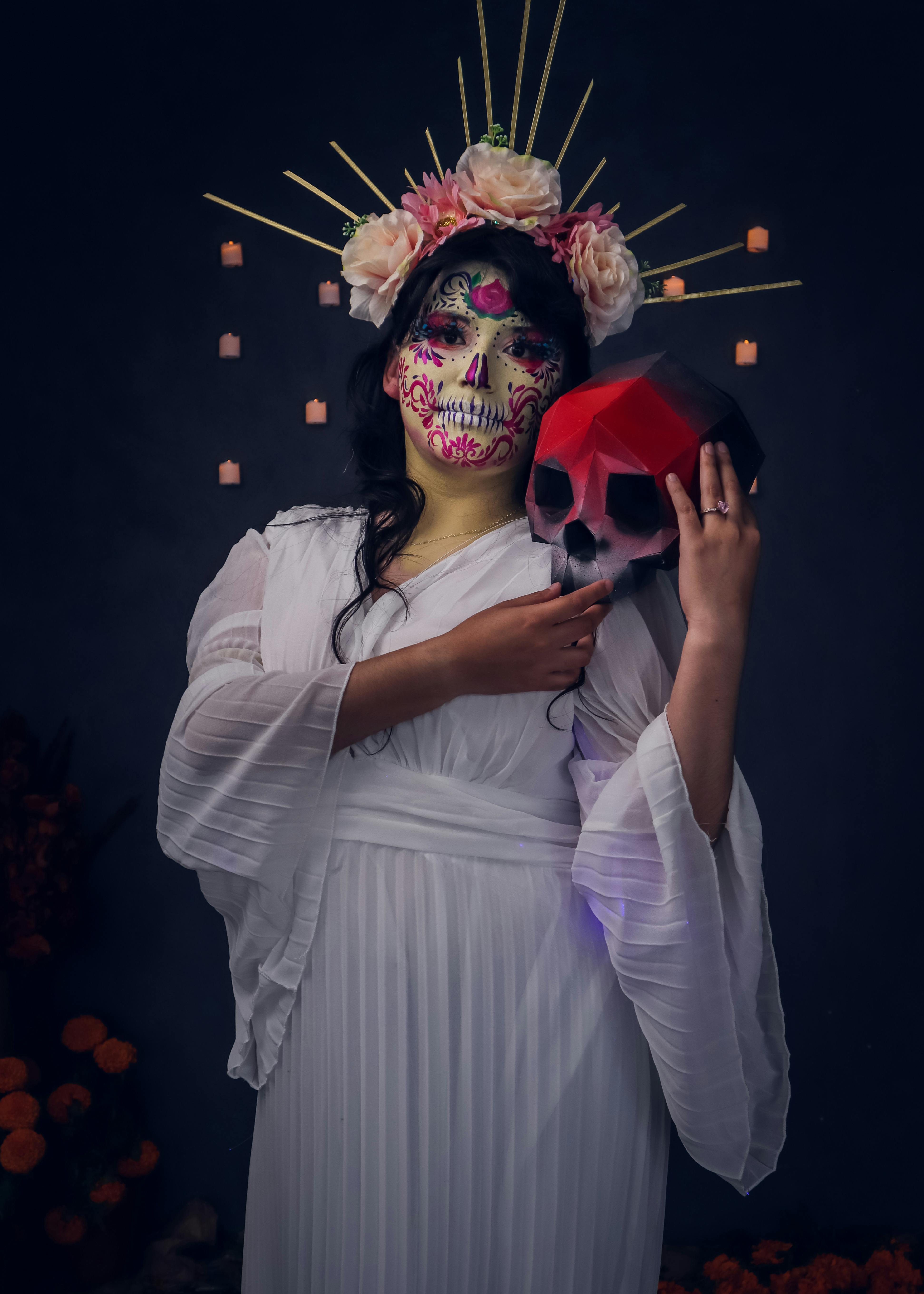 Foto de stock gratuita sobre artístico, atuendo blanco, calavera, cara ...