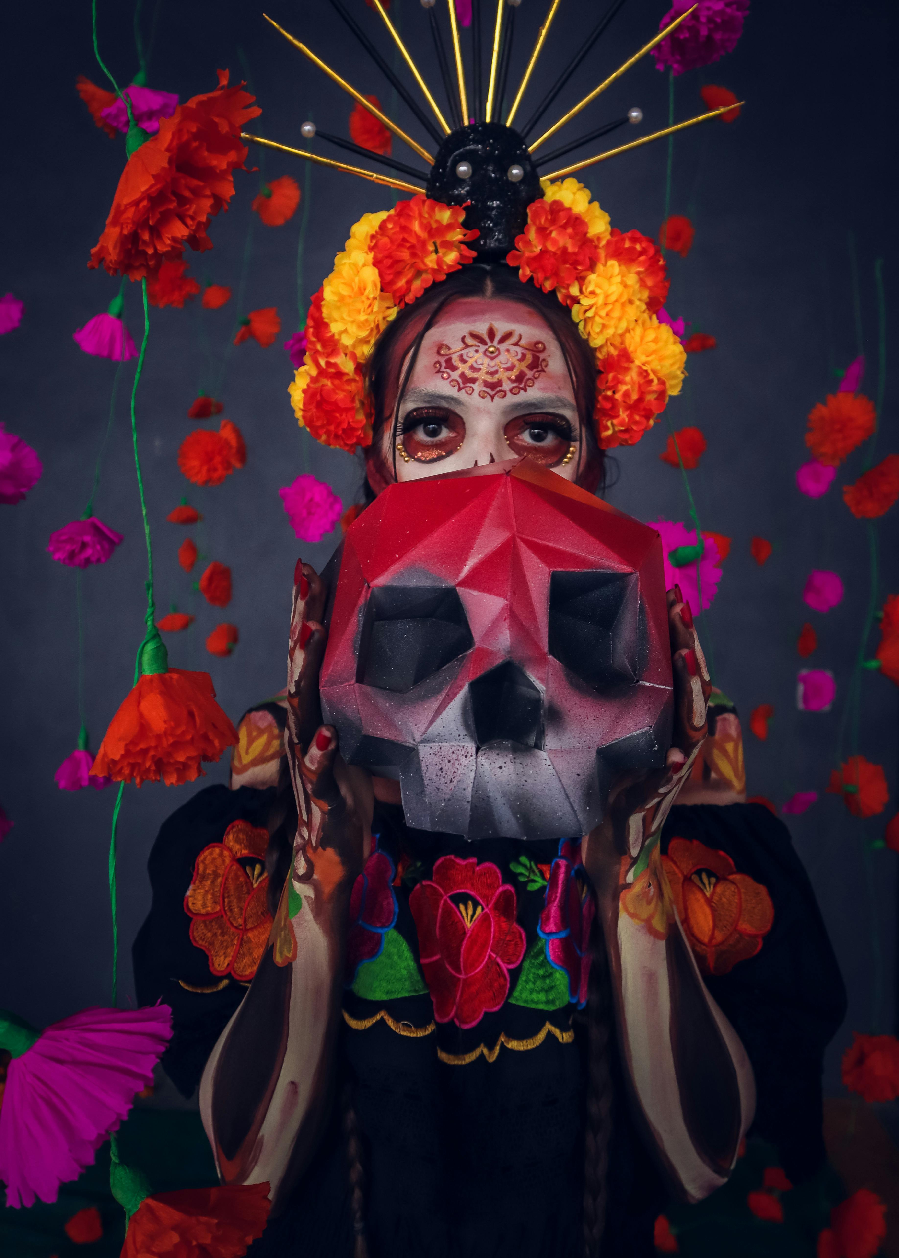 Dancer Dressed as Catrina Dancing on Street · Free Stock Photo