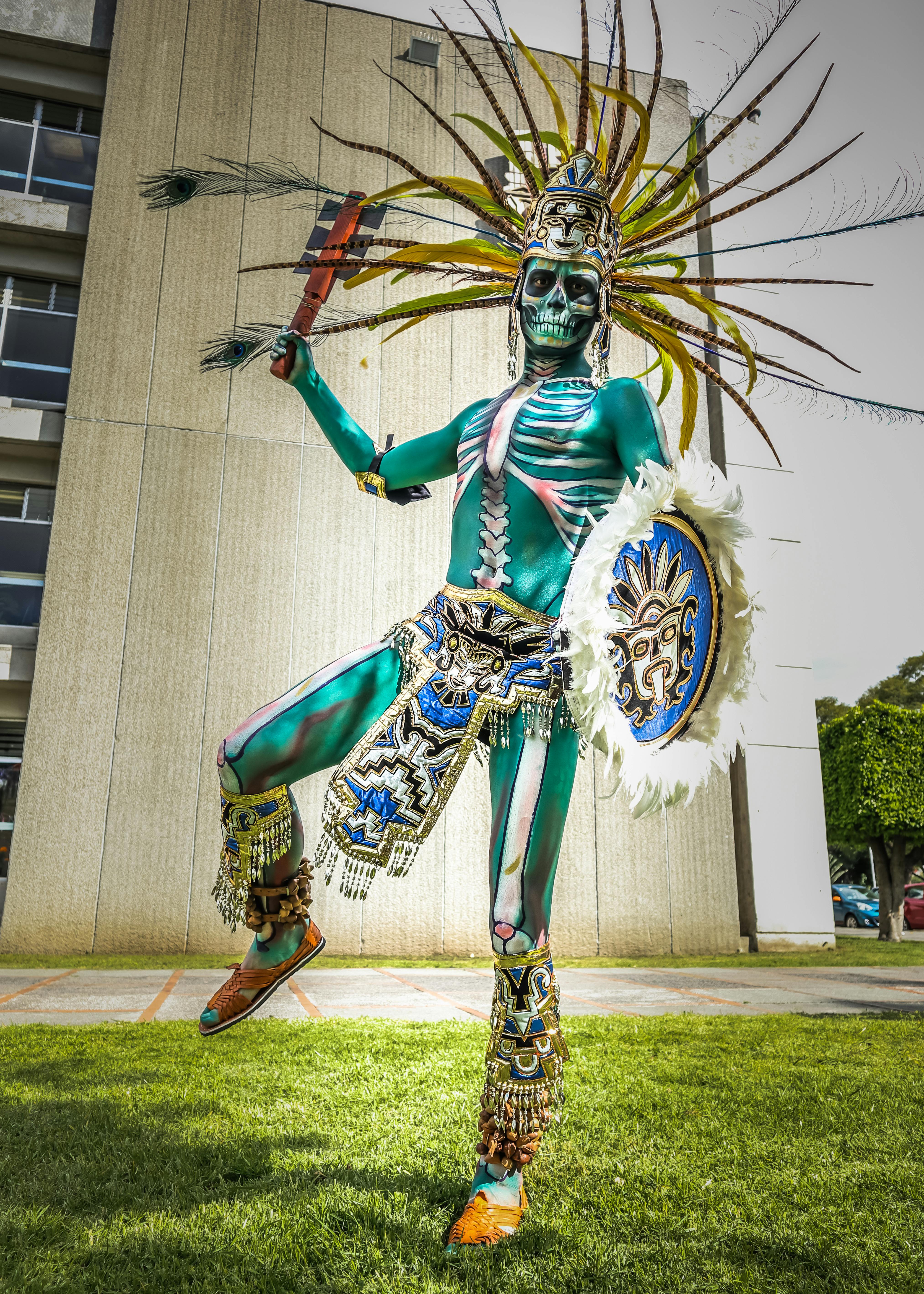 Man Wearing Traditional Aztec Costume and Body Paint · Free Stock Photo
