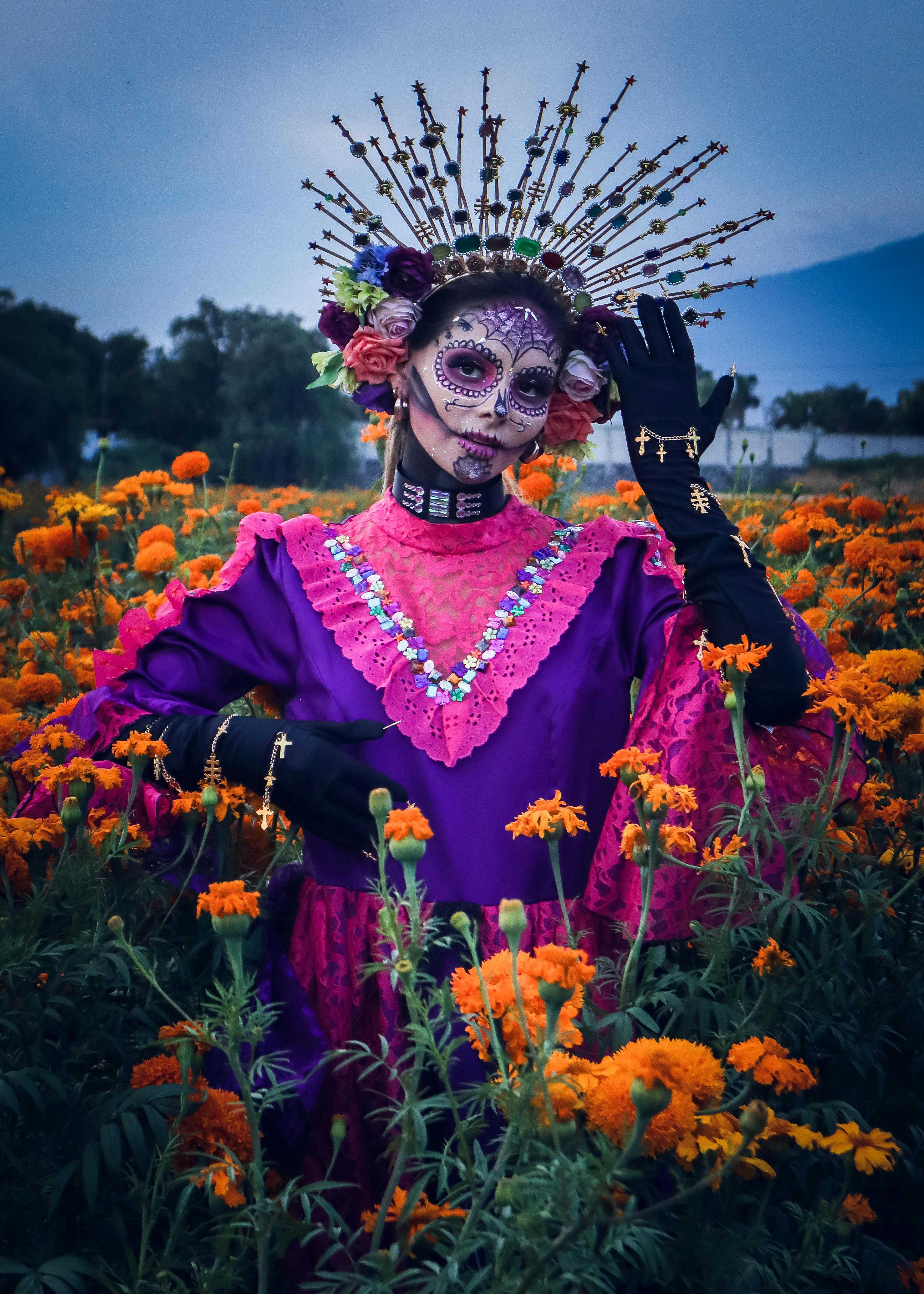 Portrait of Catrina among Flowers · Free Stock Photo