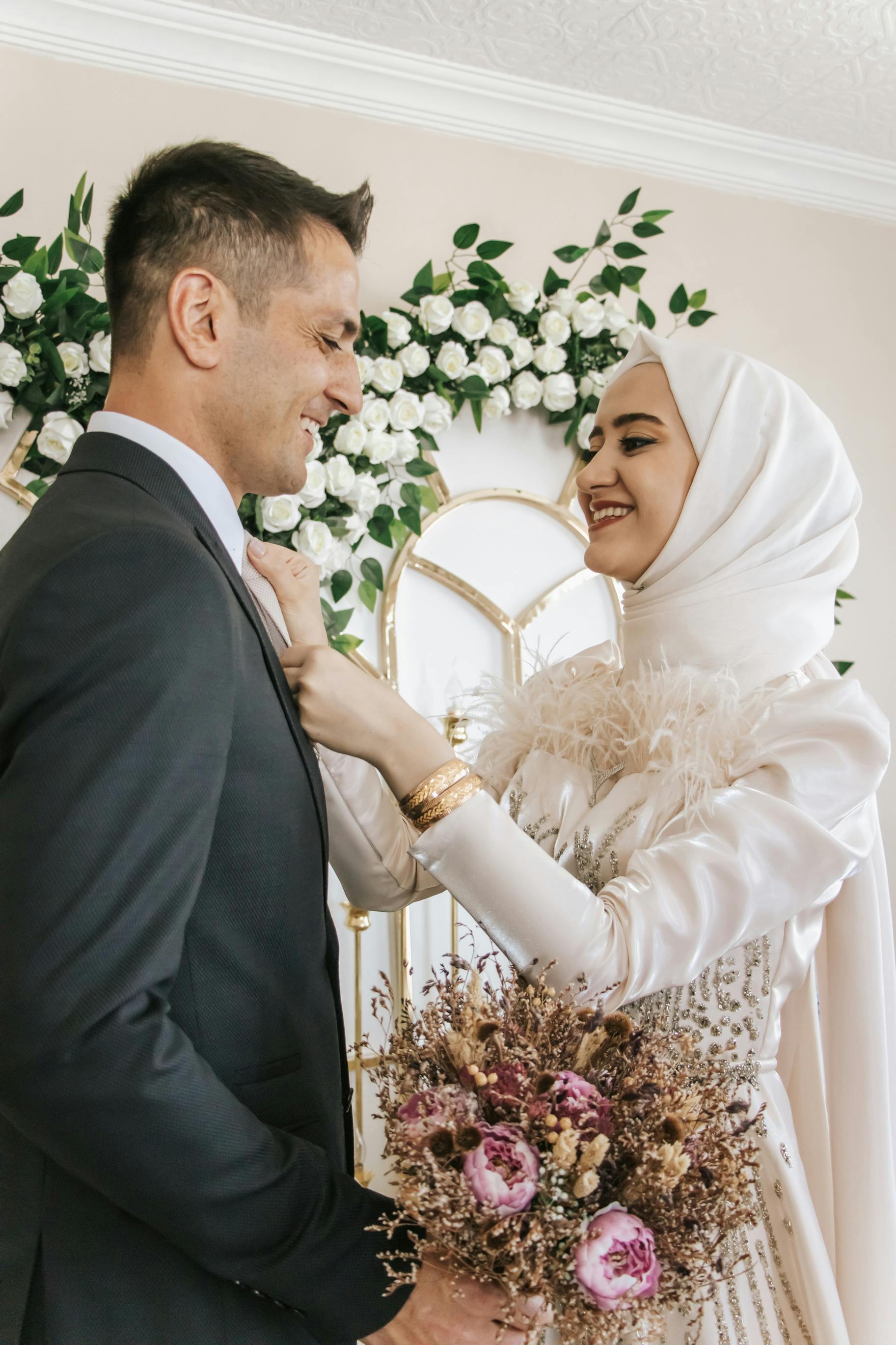 Happy Groom and Bride Preparing for Wedding Ceremony · Free Stock Photo