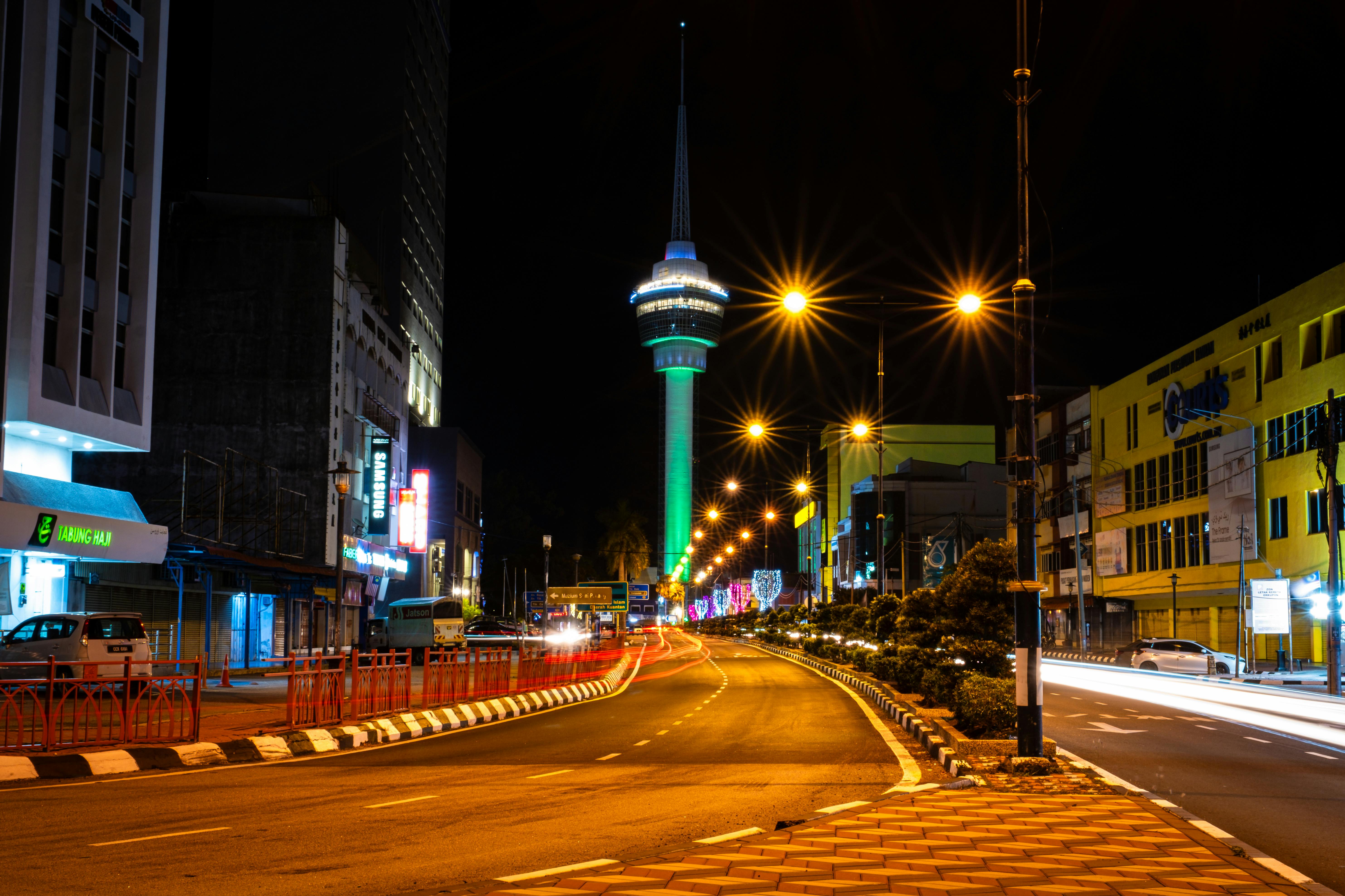 View of the Street and Kuantan 188 at Night, Kuantan, Malaysia · Free ...