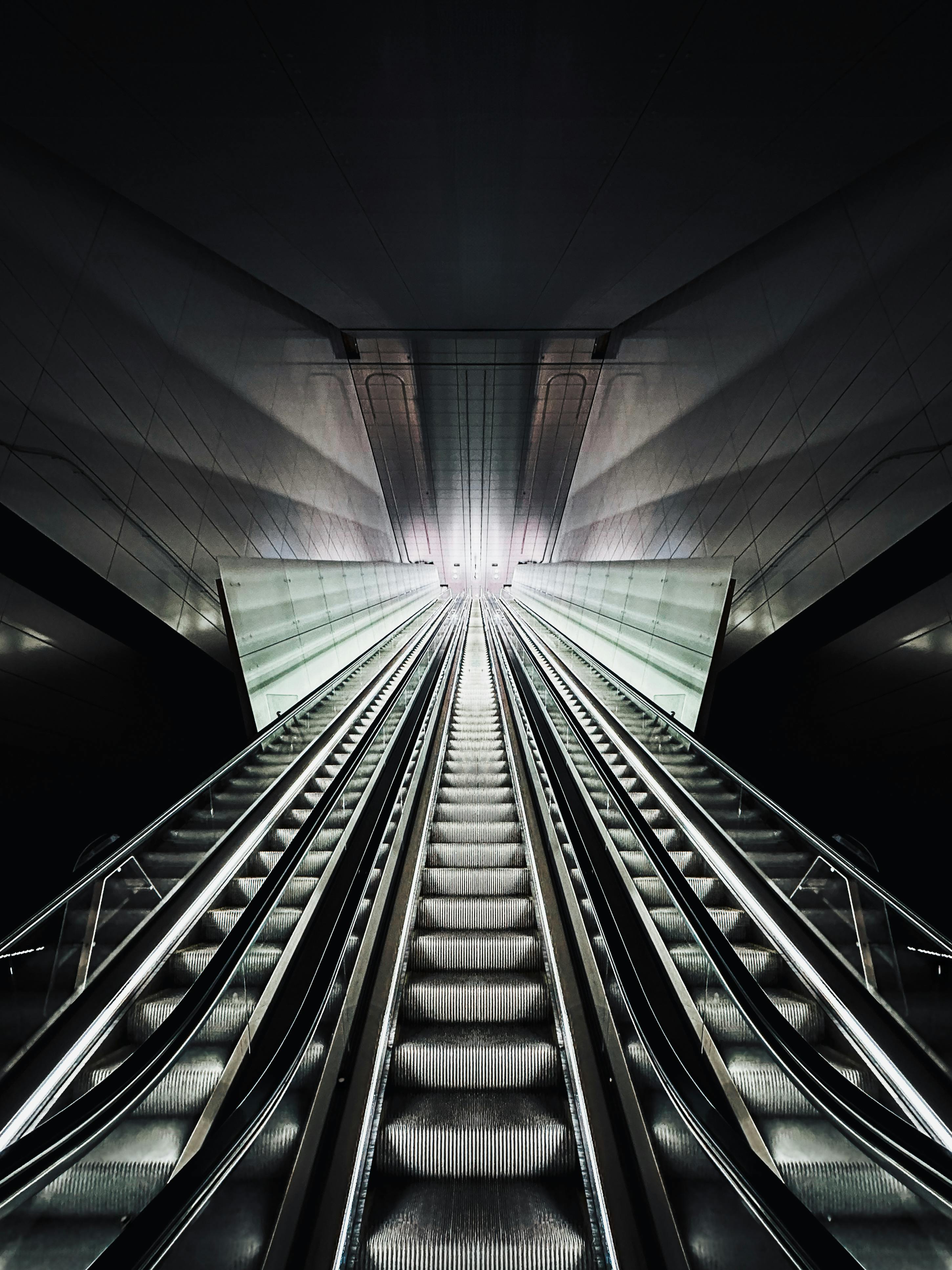 Light over Escalators in Subway · Free Stock Photo
