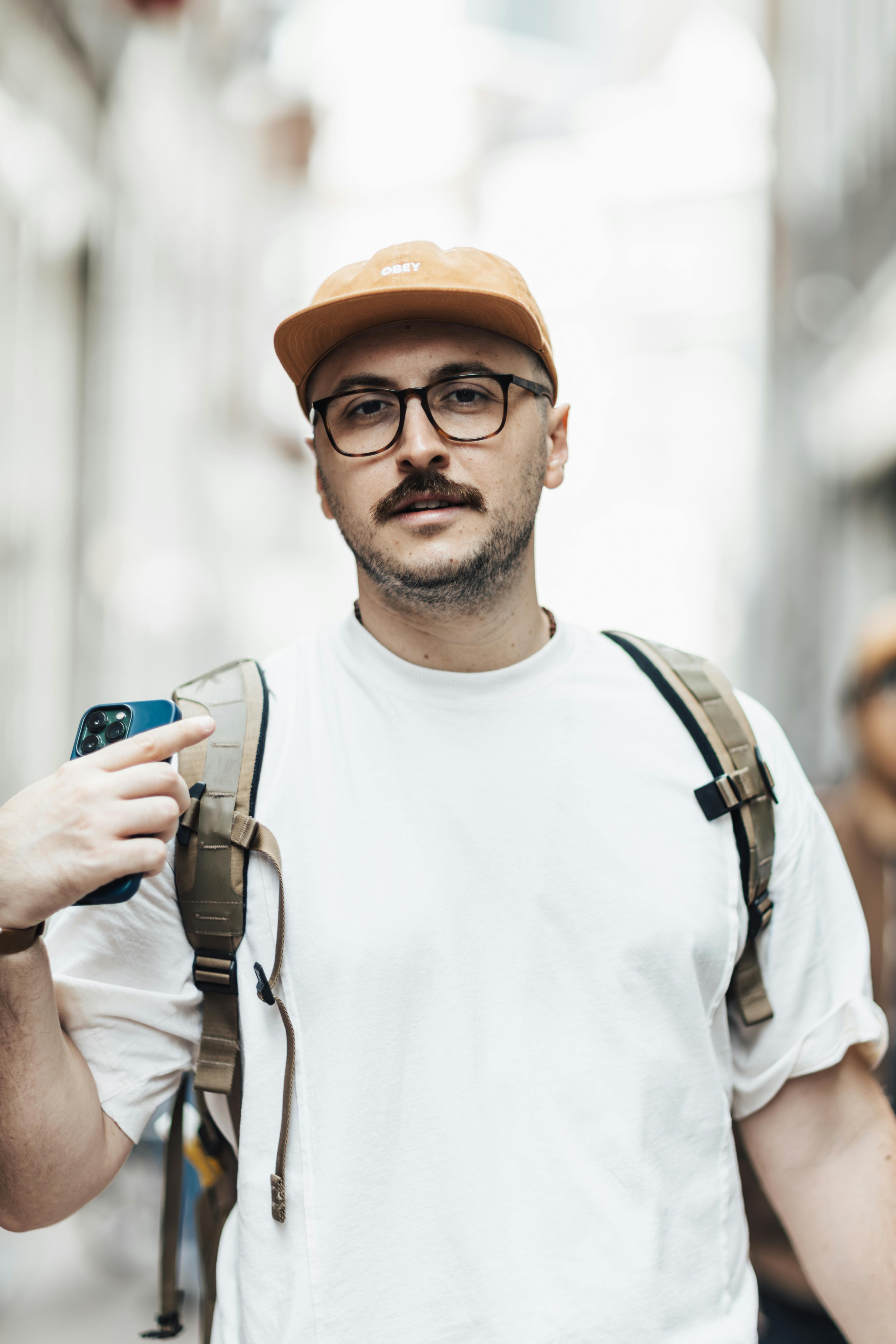 Man in Cap, Eyeglasses and with Moustache · Free Stock Photo