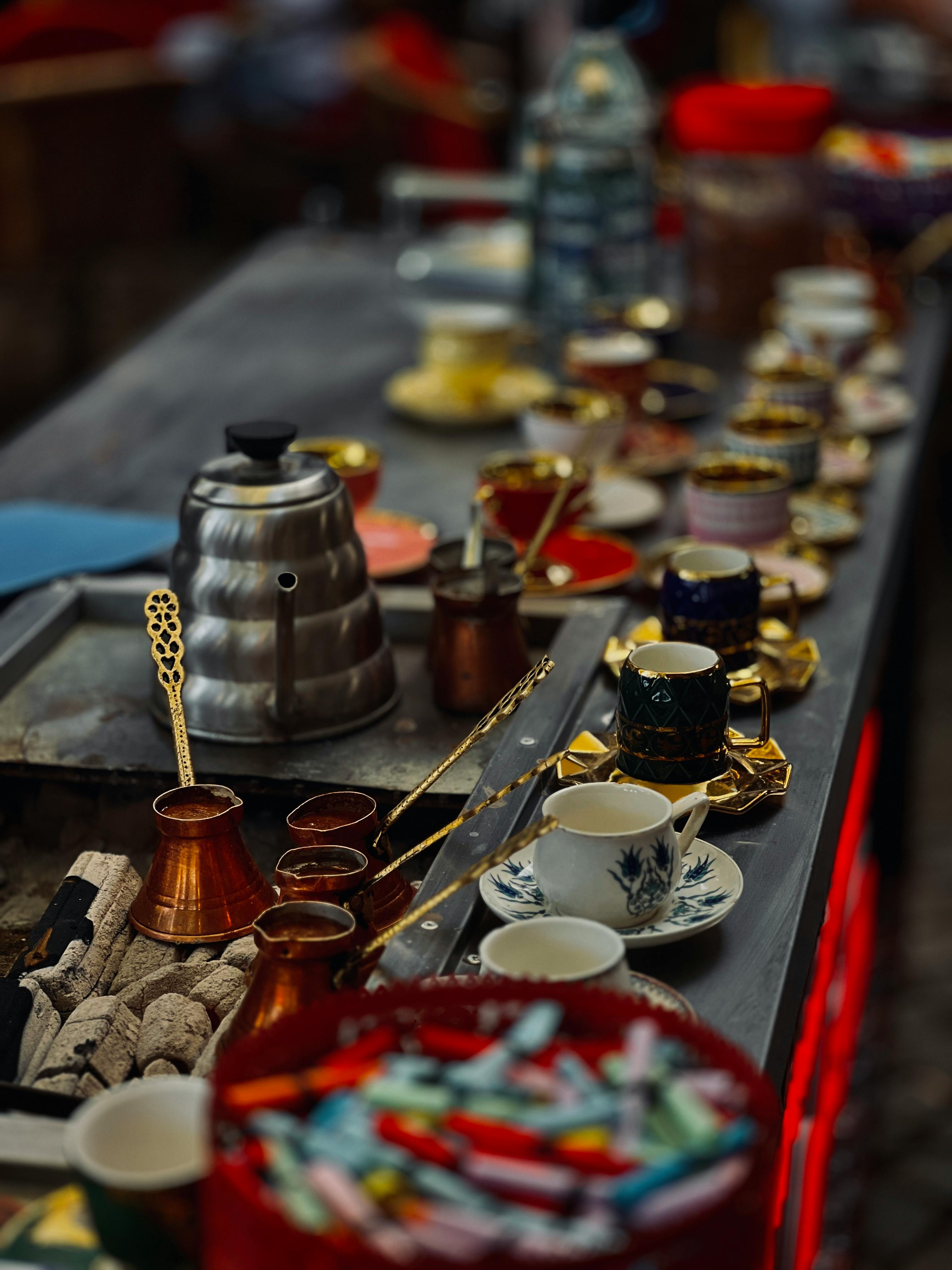 Cups and Tableware on Table in Koza Han in Bursa, Turkey · Free Stock Photo