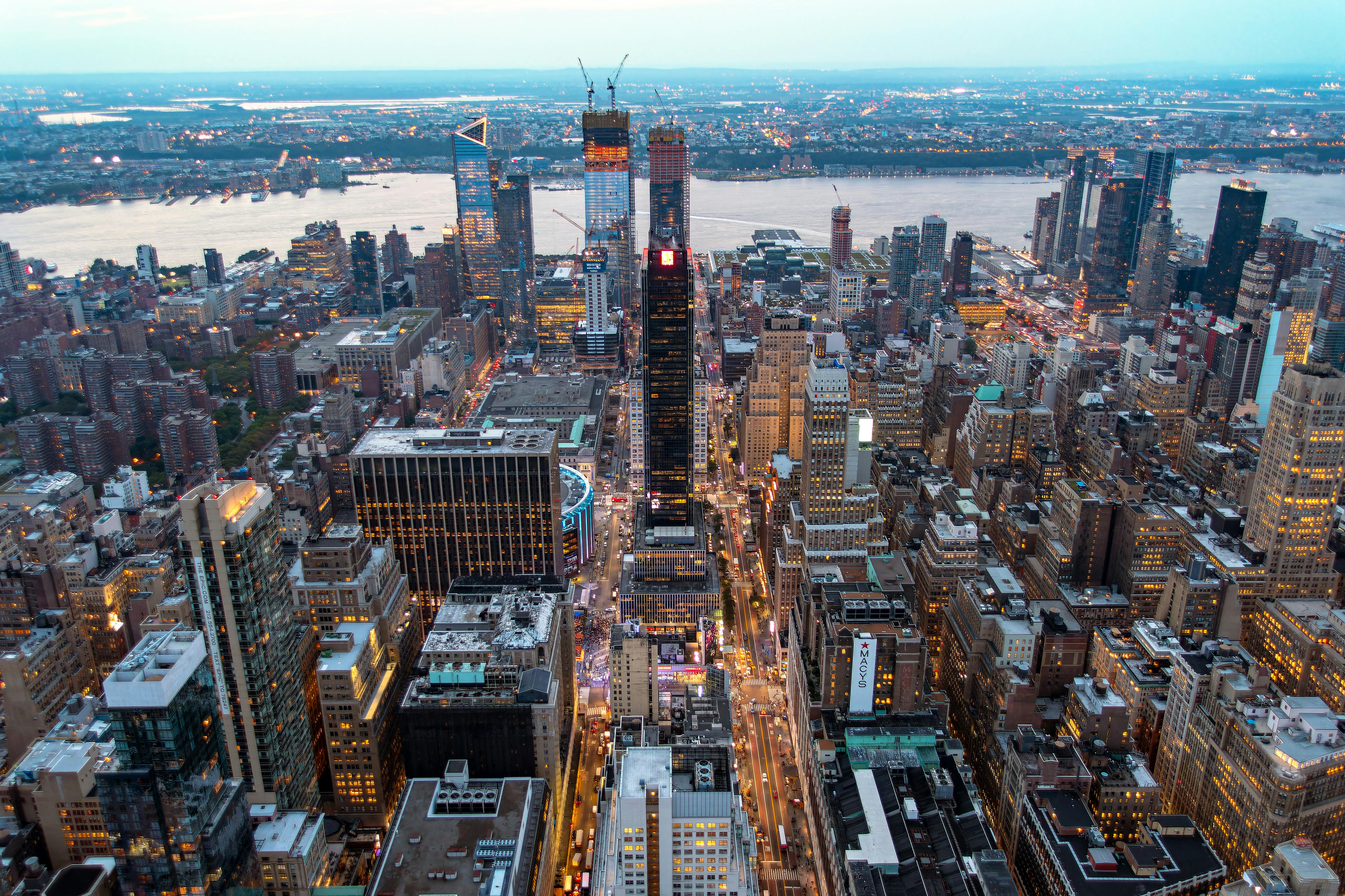 Bird's-eye View Photography of High Rise Building during Night Time ...
