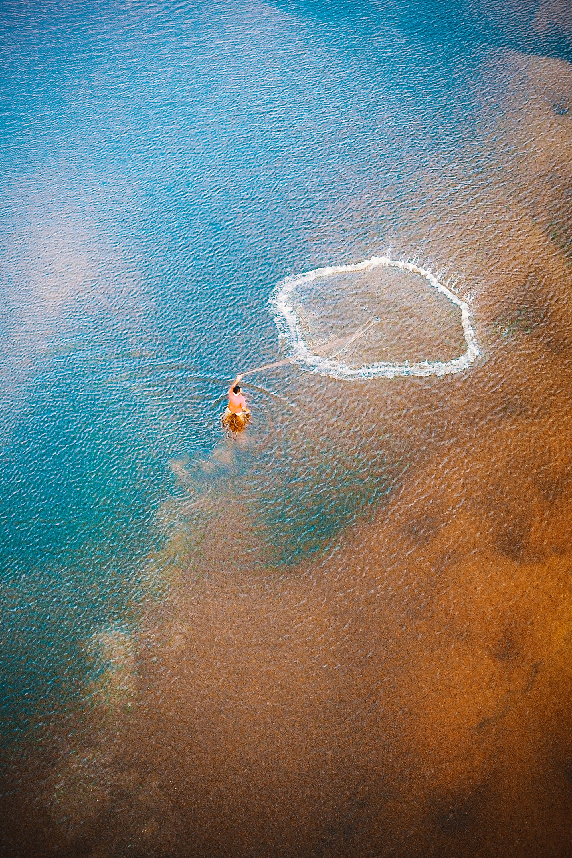 Aerial View of a Person Swimming in the Water · Free Stock Photo