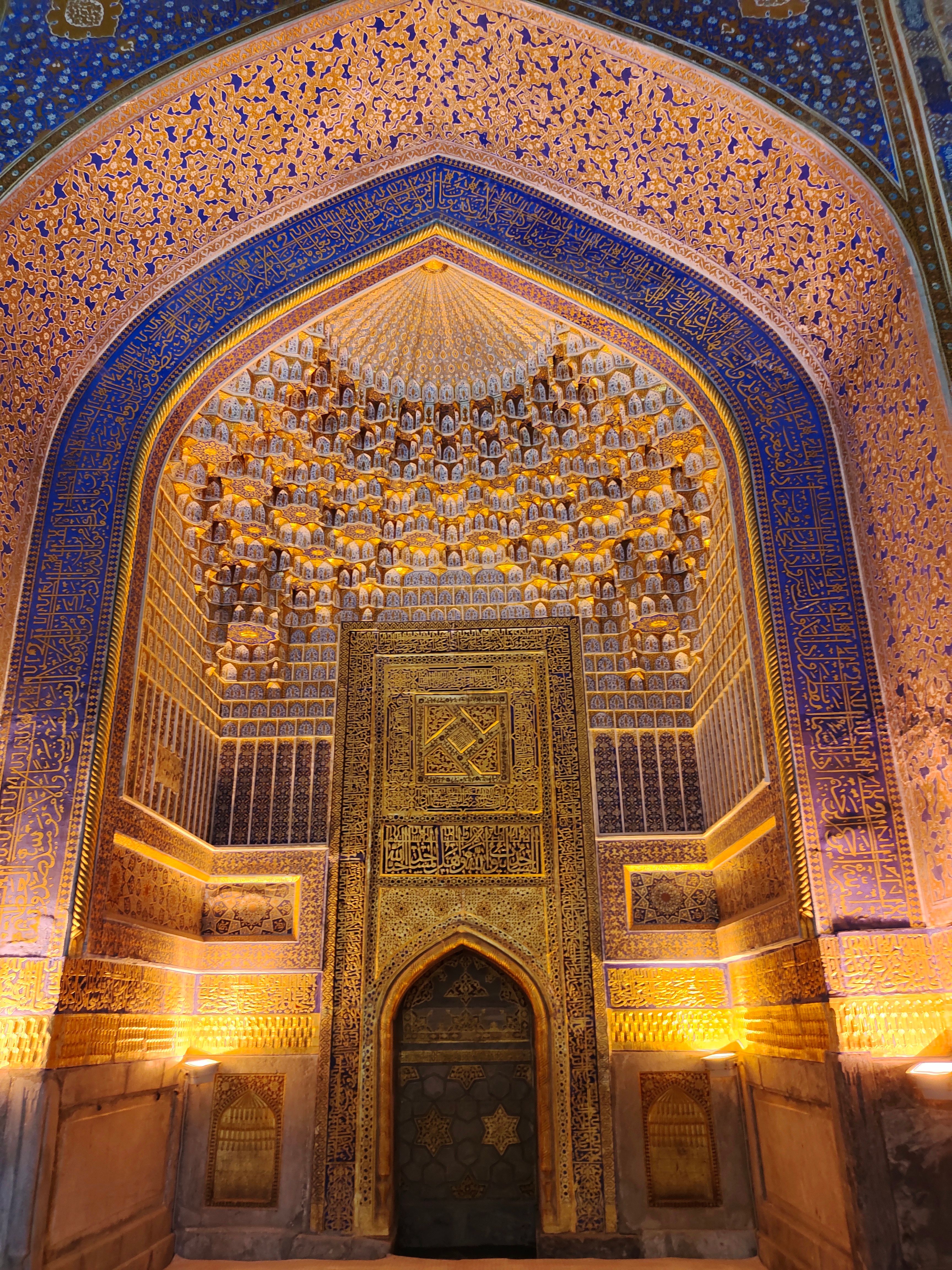 Ornamented, Golden Wall of Tilya Kori Madrasa in Samarkand in ...