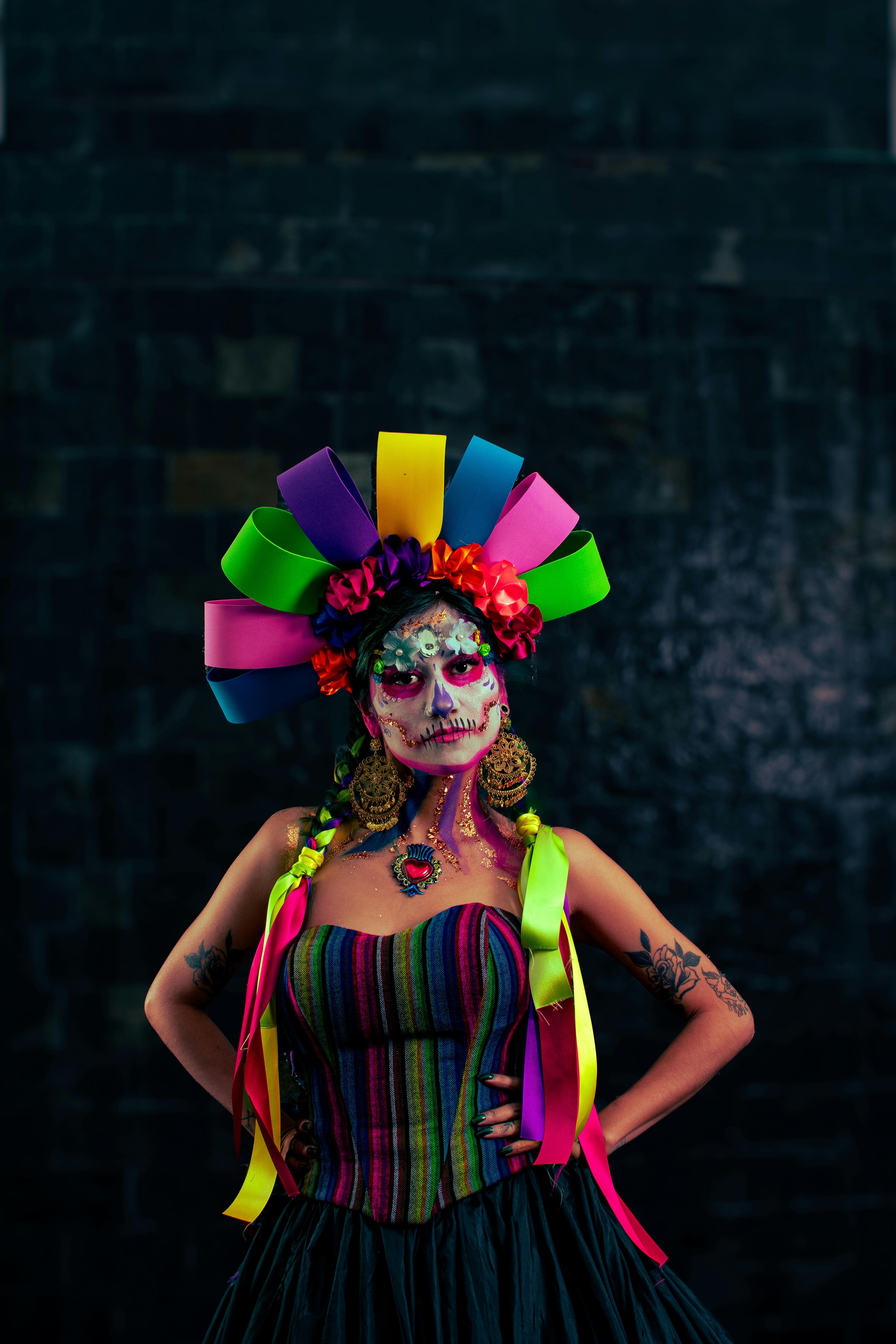 Foto de stock gratuita sobre cara pintada, catrina, colorido, corona de ...