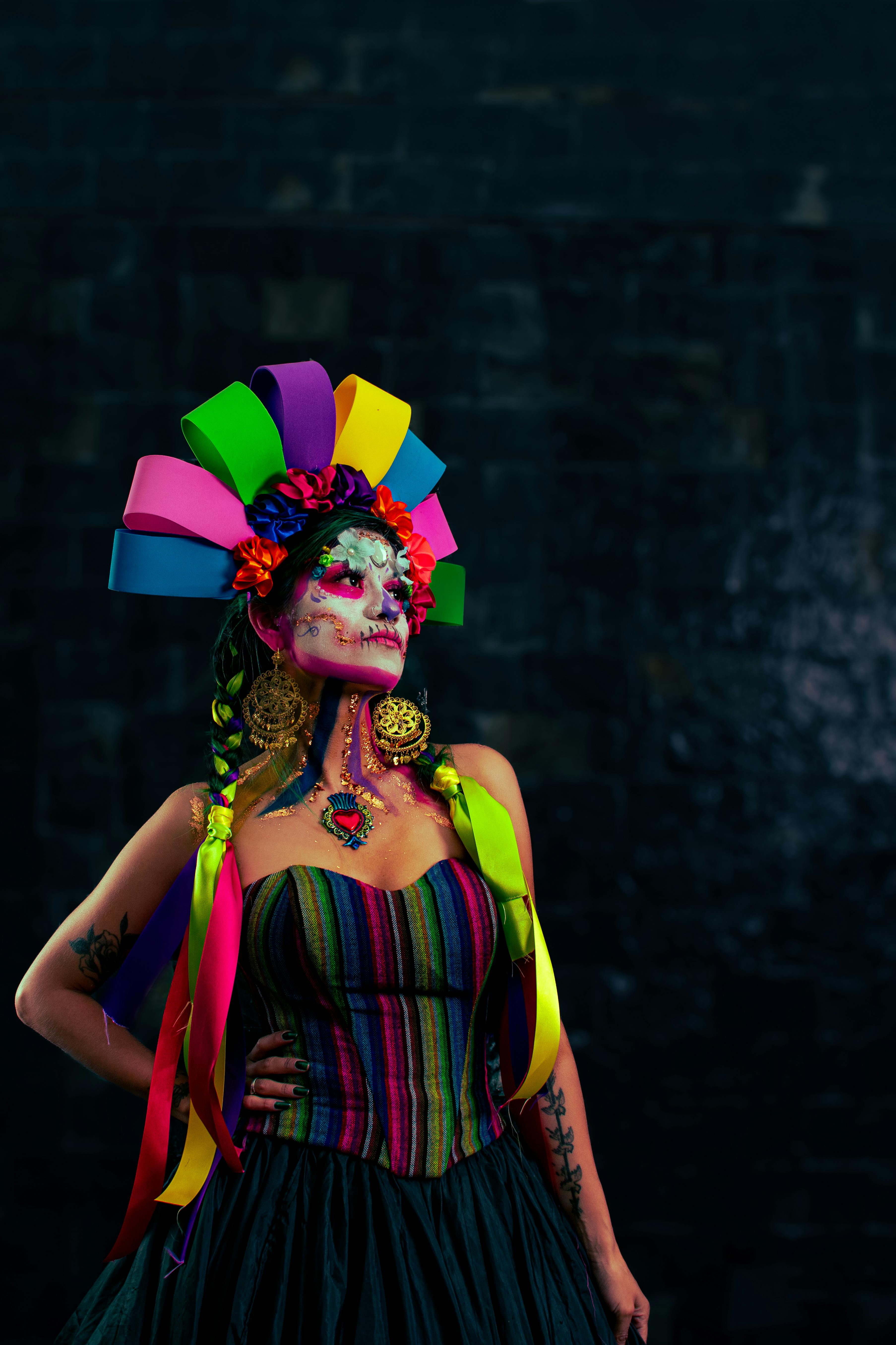 Portrait of Catrina in Colorful Wreath · Free Stock Photo