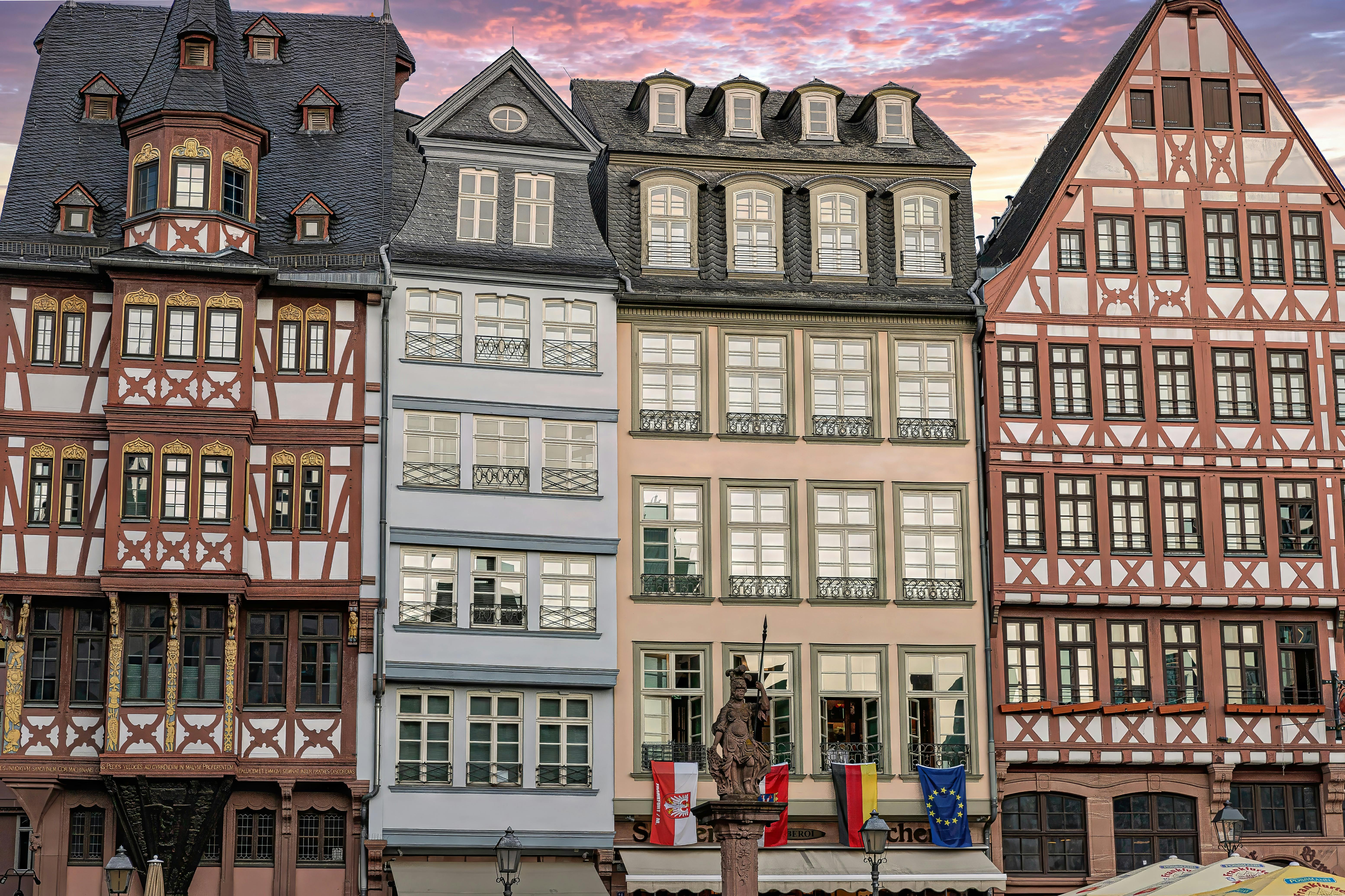 Historical Buildings in Romerberg, Old Town in Frankfurt, Germany ...