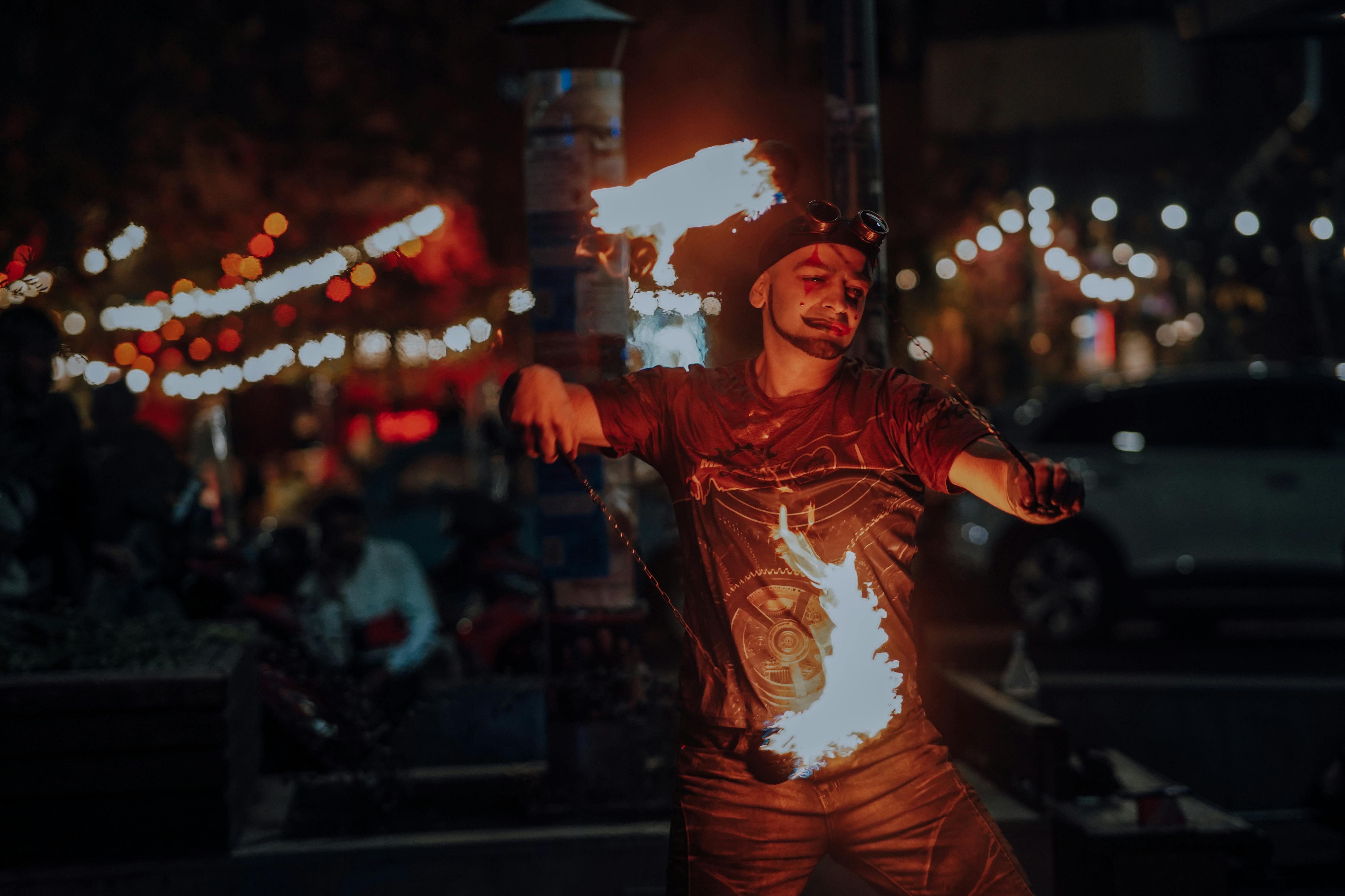 Man Blowing Fire during Nighttime · Free Stock Photo