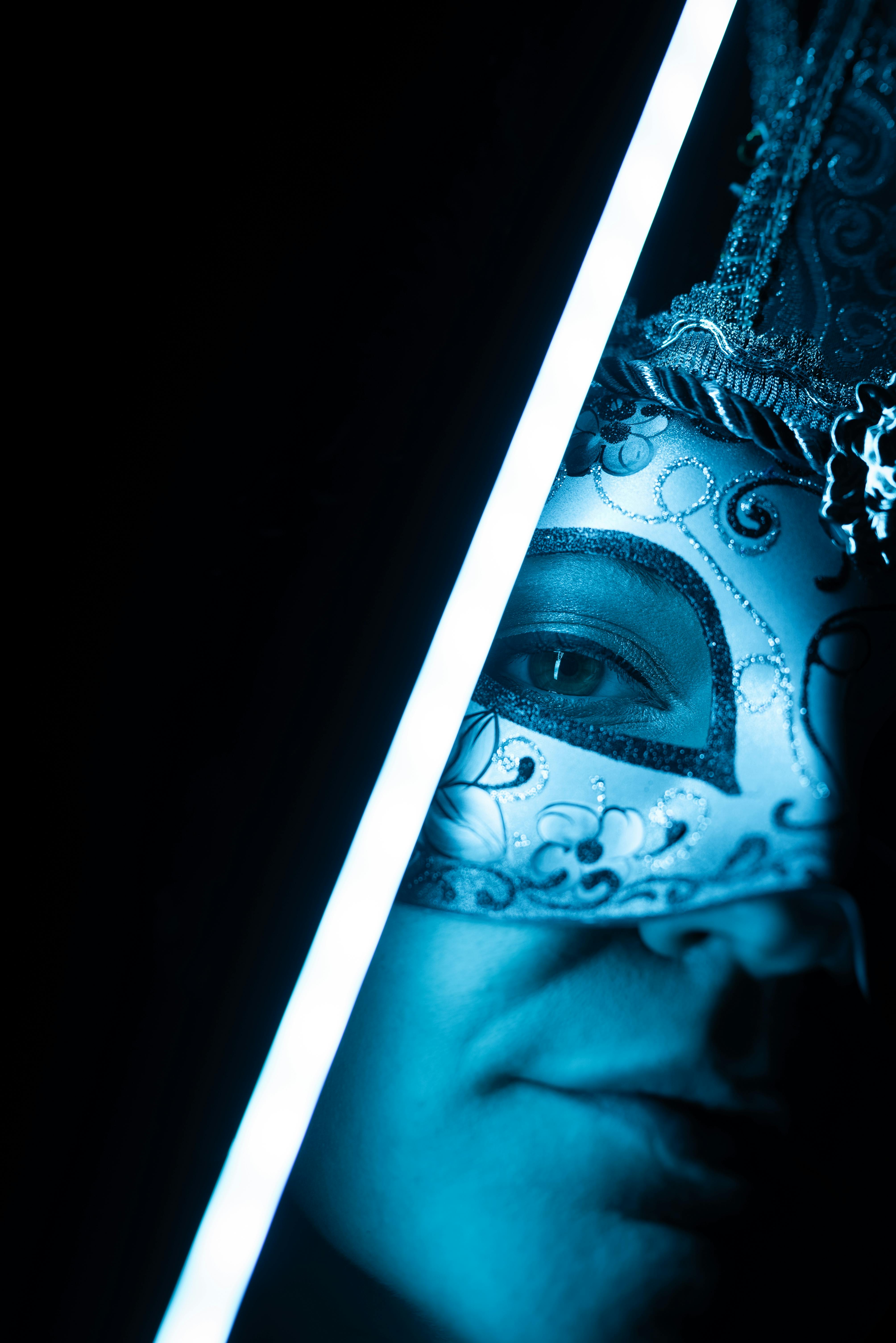 Blue Light on Face of Woman in Blue Light · Free Stock Photo