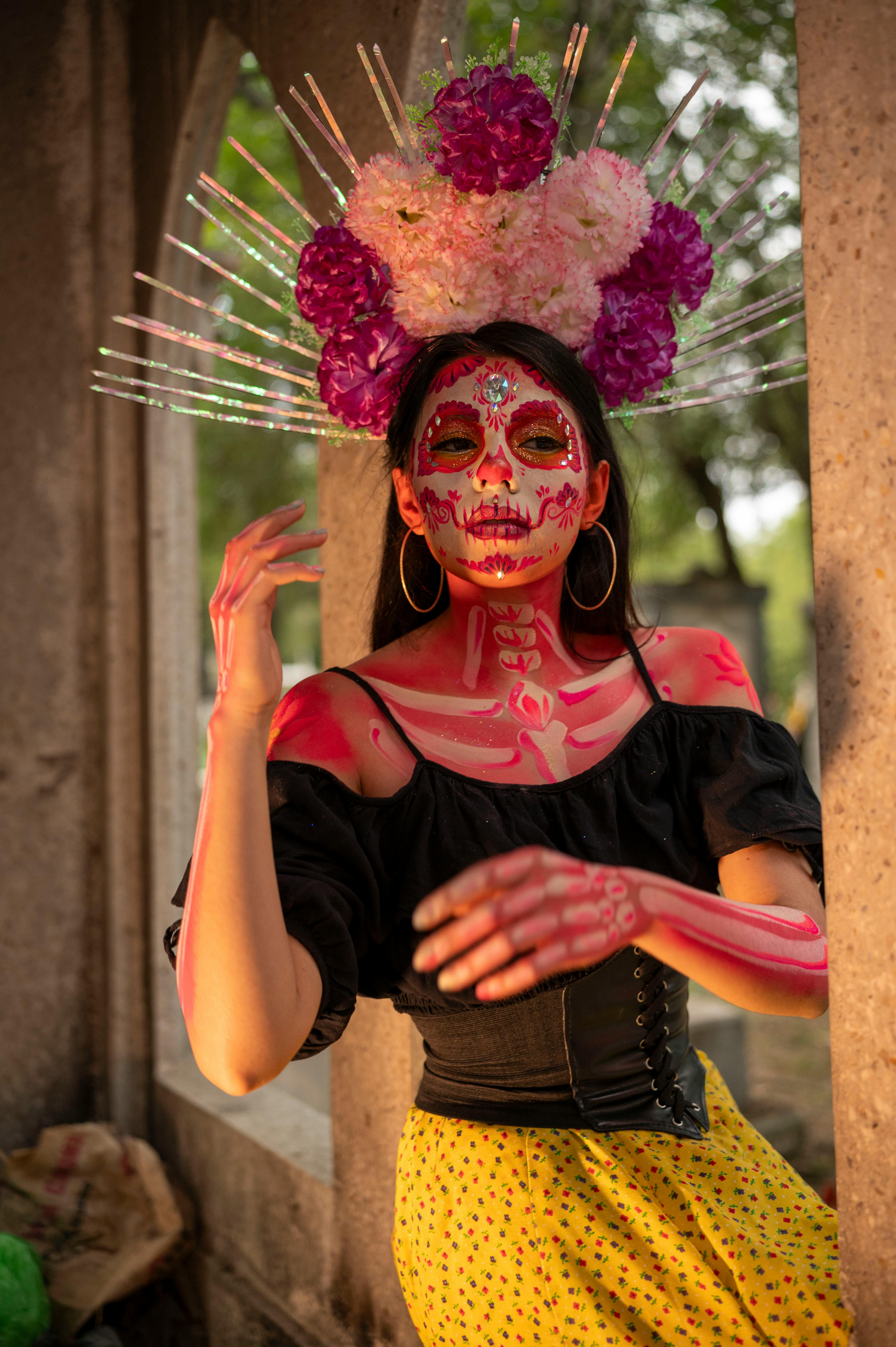 Catrina Posing in Headdress · Free Stock Photo