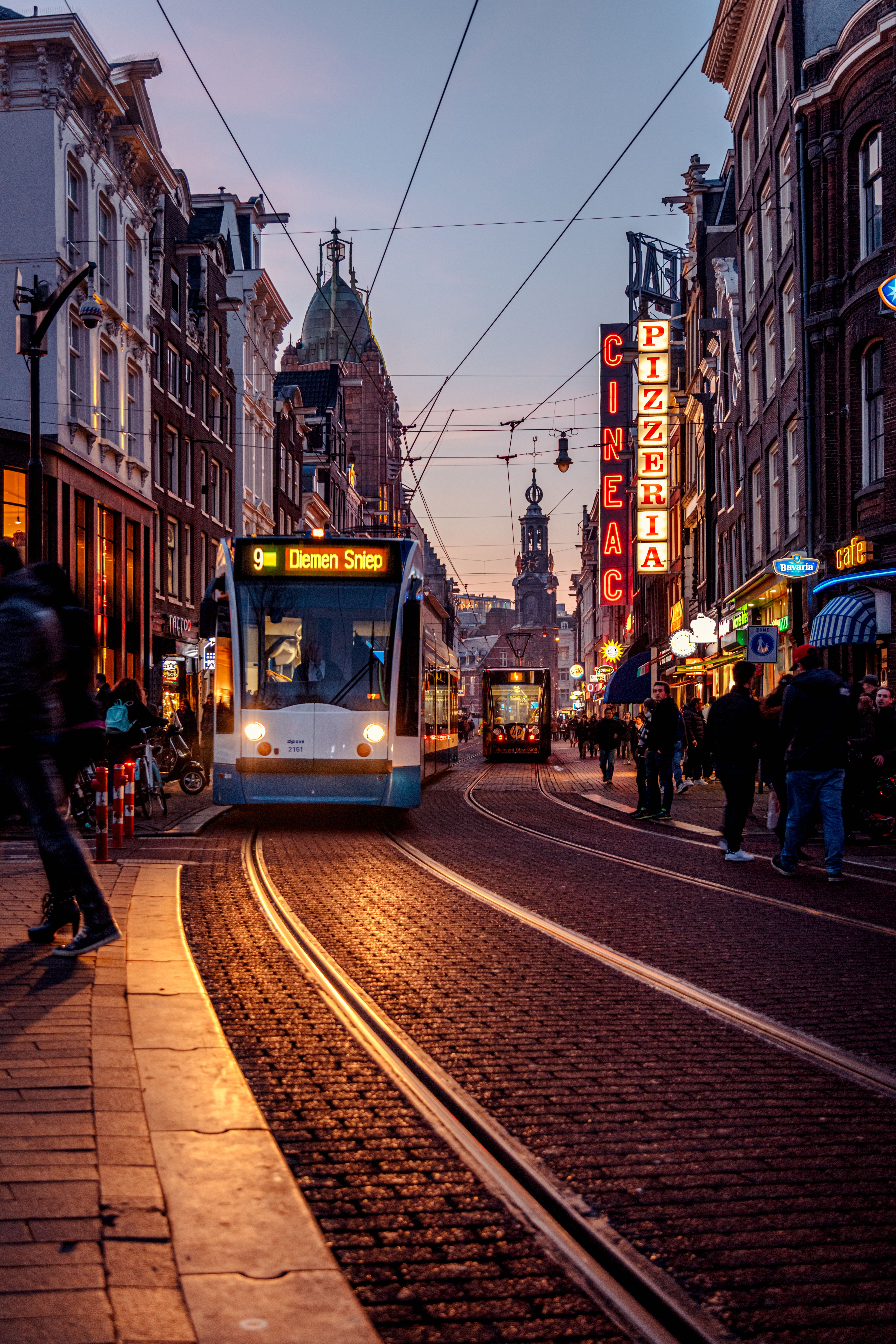 Tram is Running in Paving Street at Night · Free Stock Photo