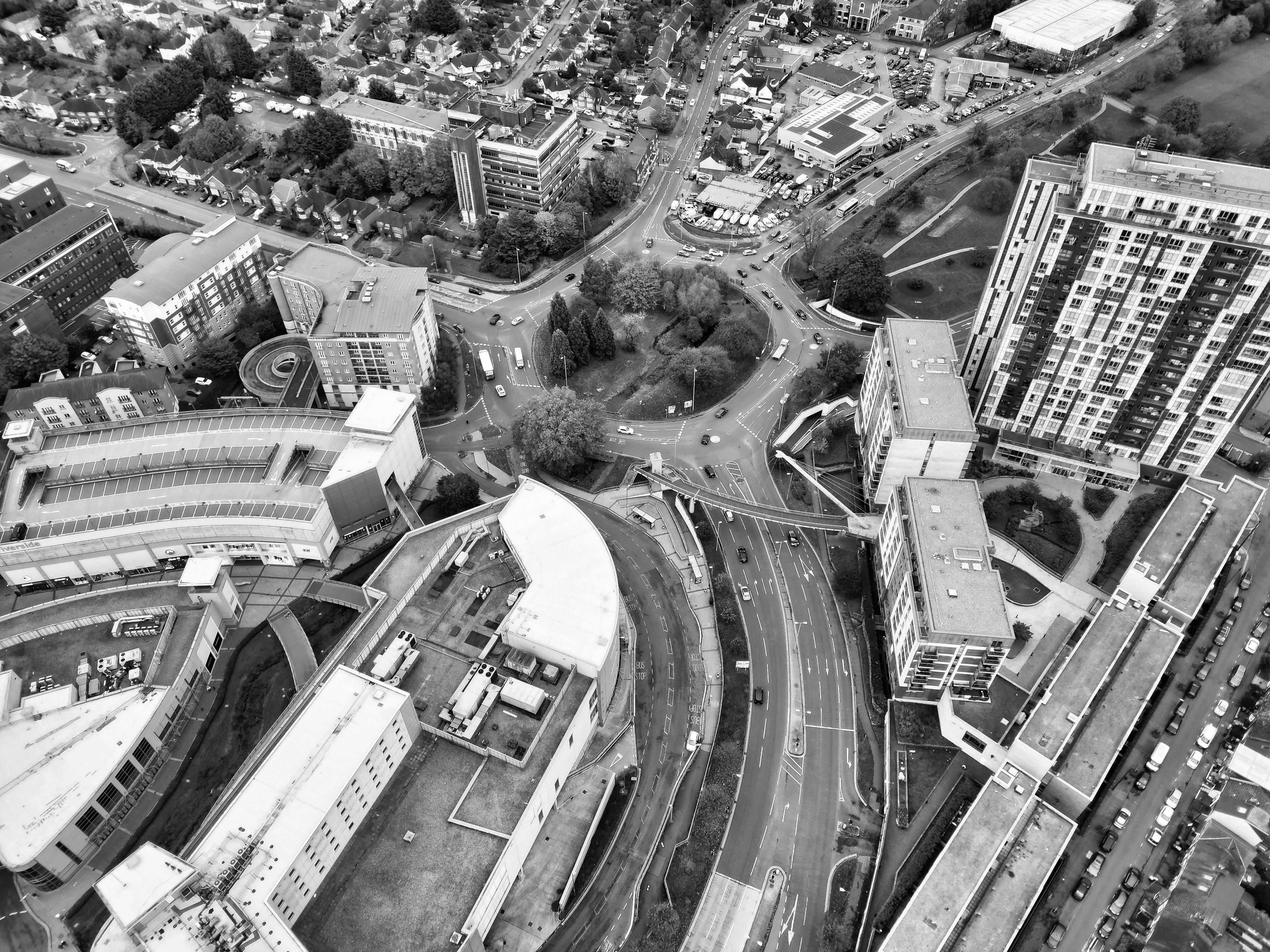 Aerial View of Plough Roundabout and Riverside Shopping Centre in Hemel ...