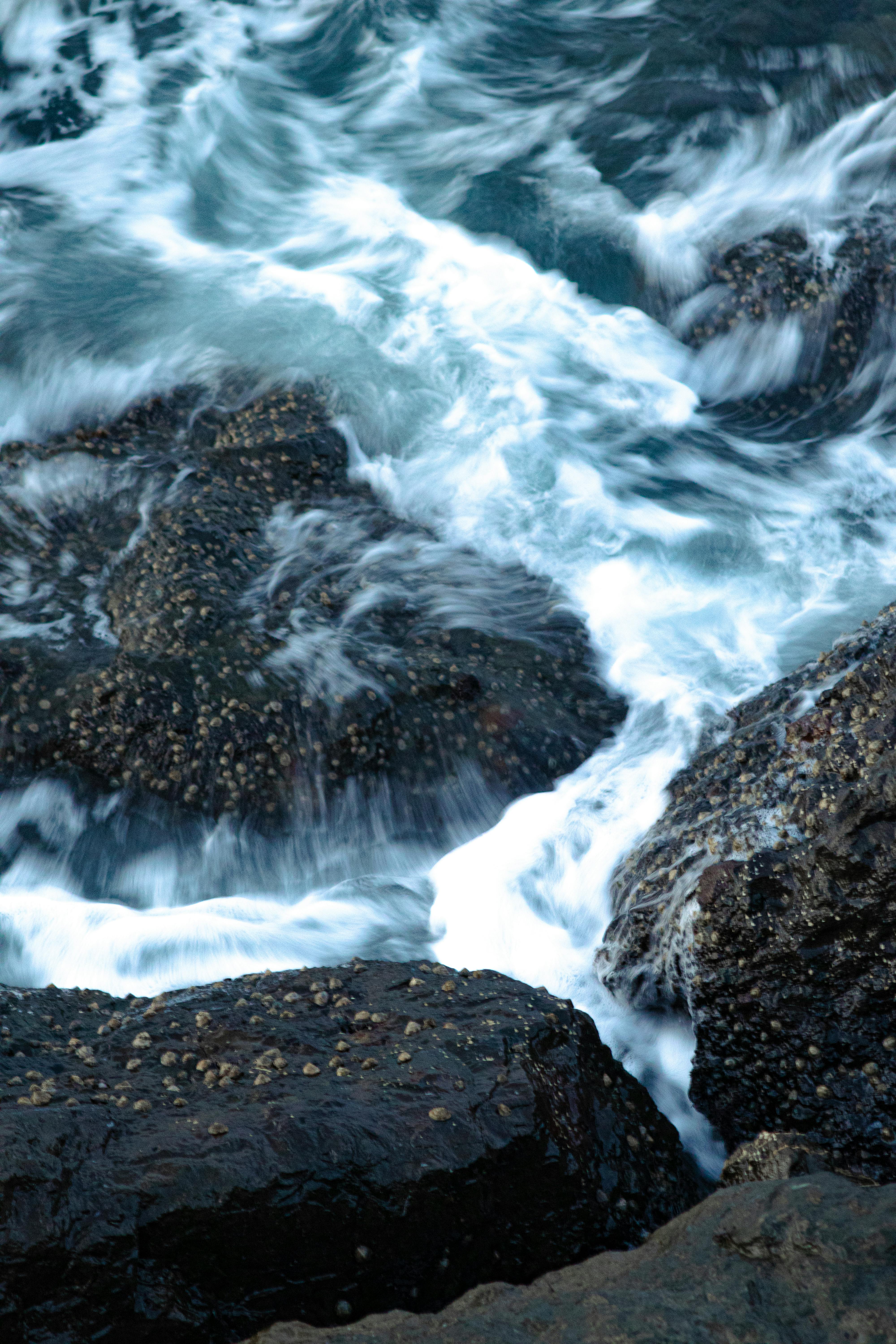 Close-up of Sea Waves and Rocks · Free Stock Photo