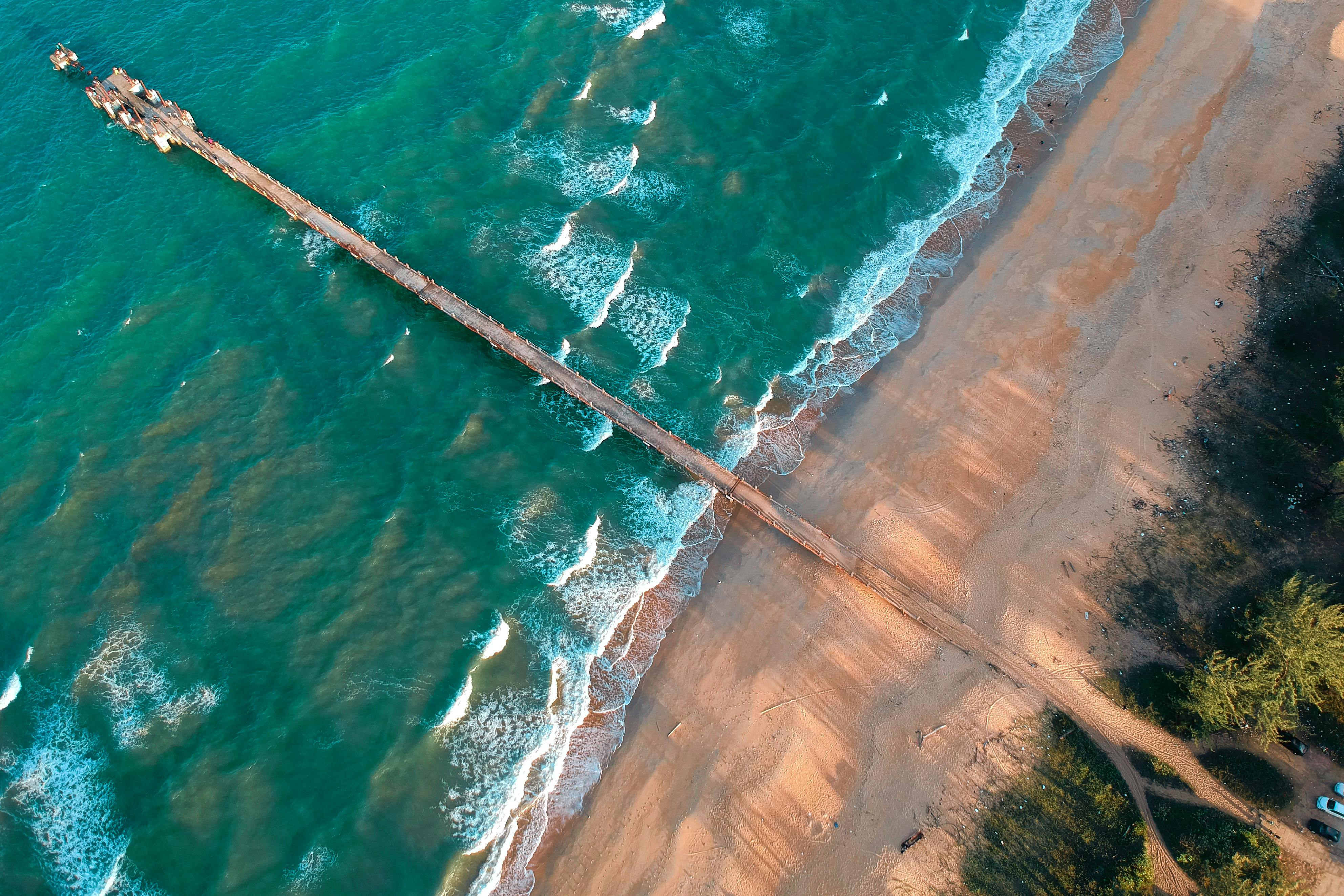 Aerial Photography of Wooden Dock on Sea · Free Stock Photo