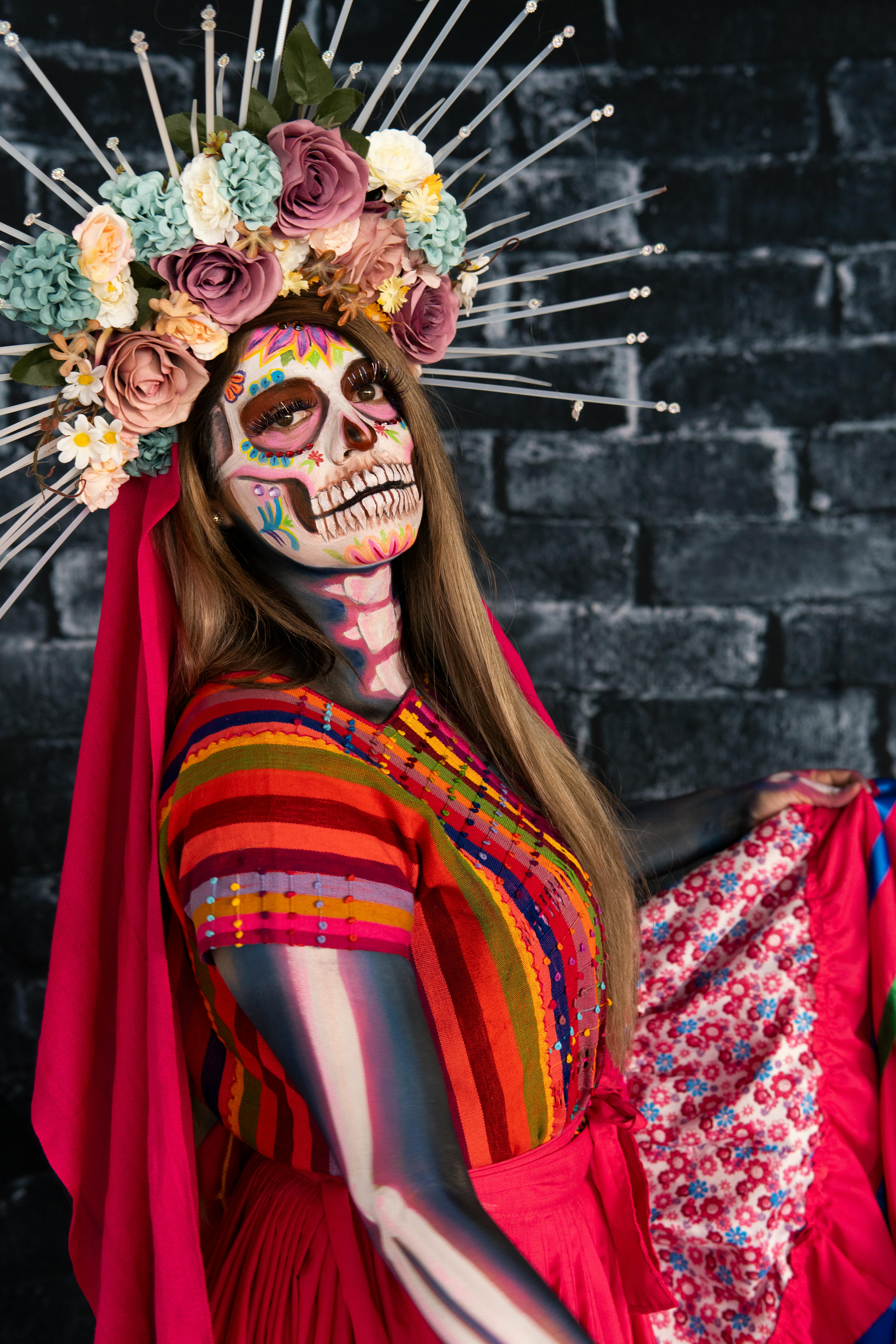 Smiling Man with Woman Dressed as La Calavera Catrina · Free Stock Photo
