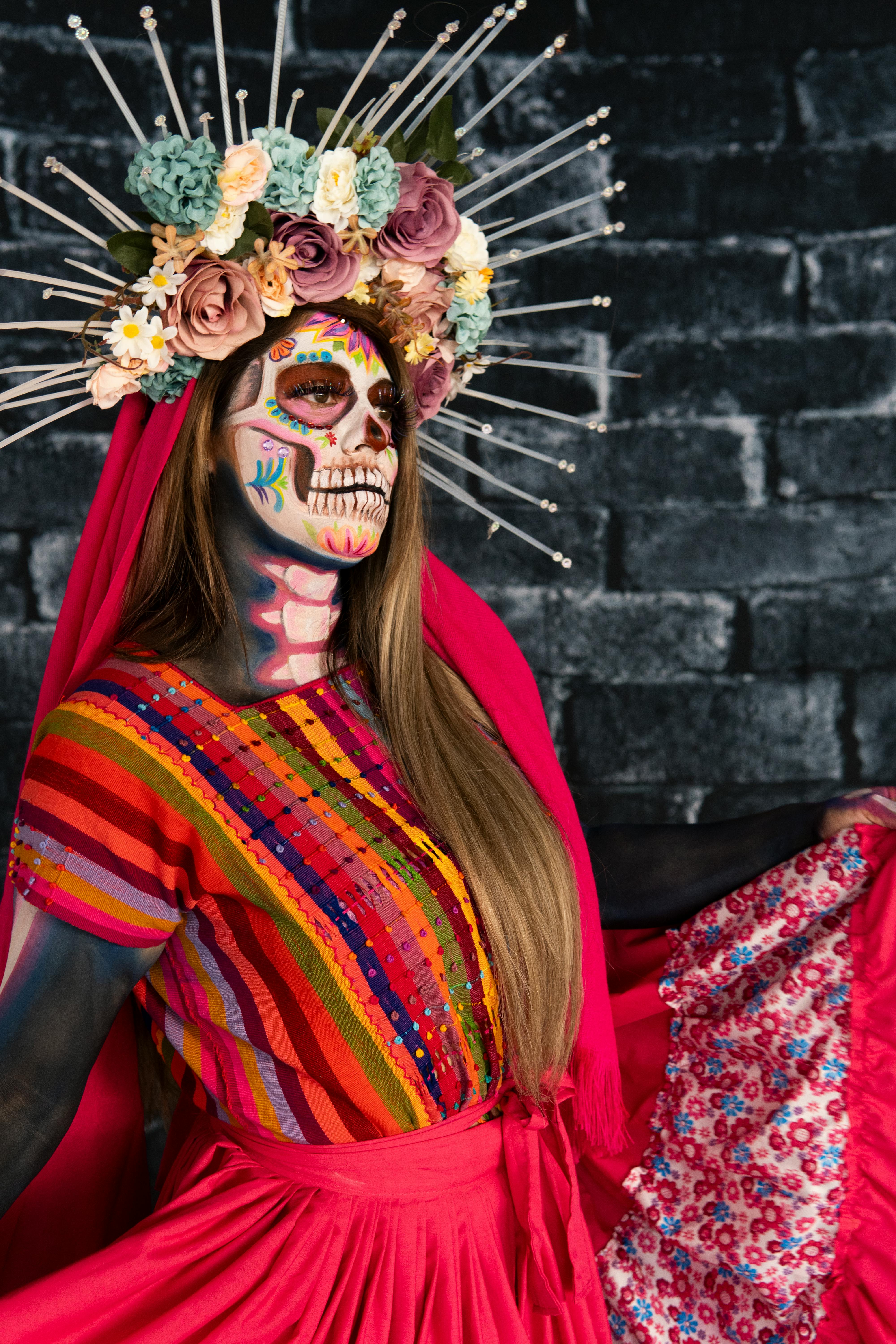 Smiling Man with Woman Dressed as La Calavera Catrina · Free Stock Photo