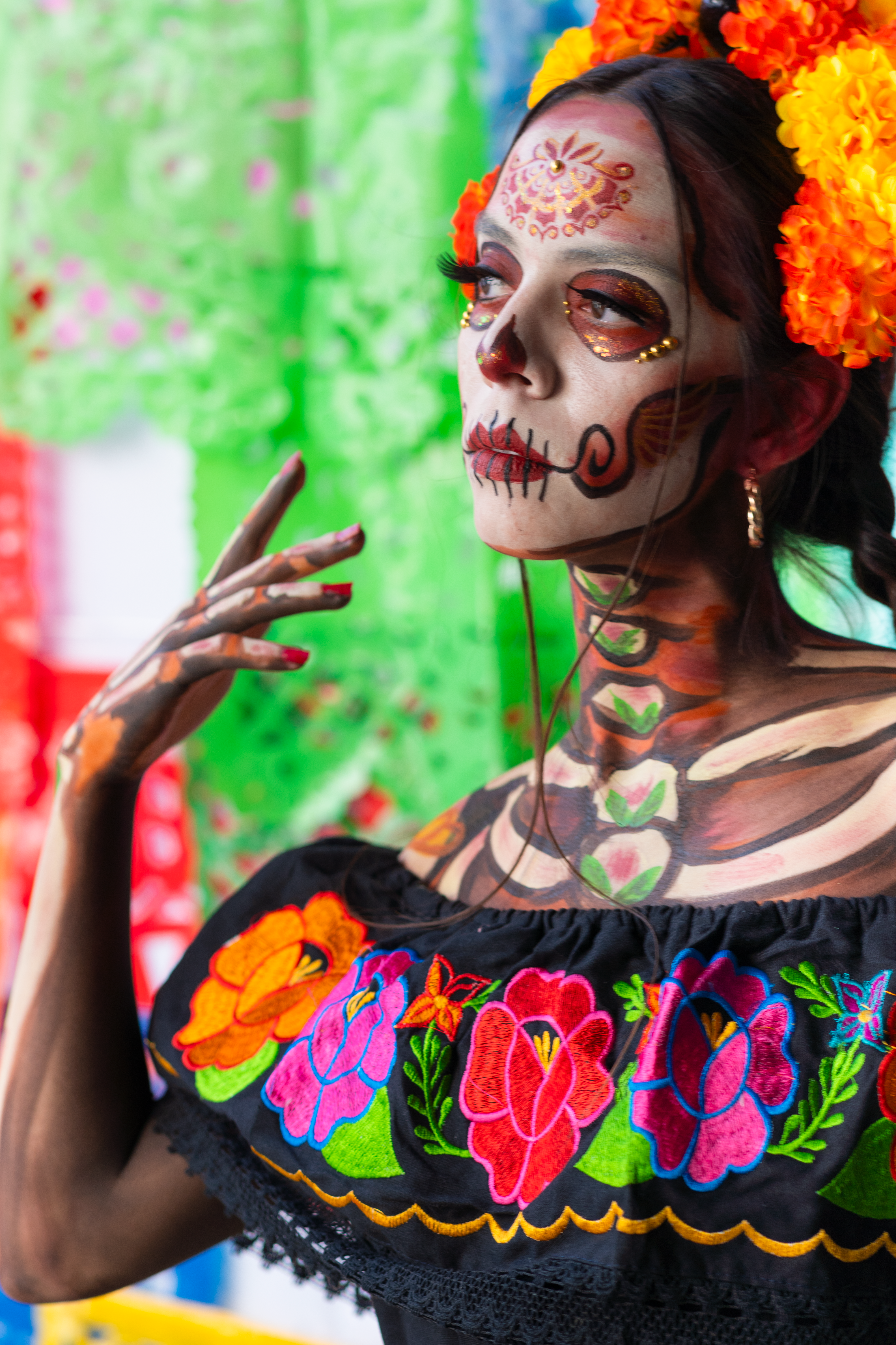 Woman Wearing Catrina Makeup for Day of the Dead · Free Stock Photo