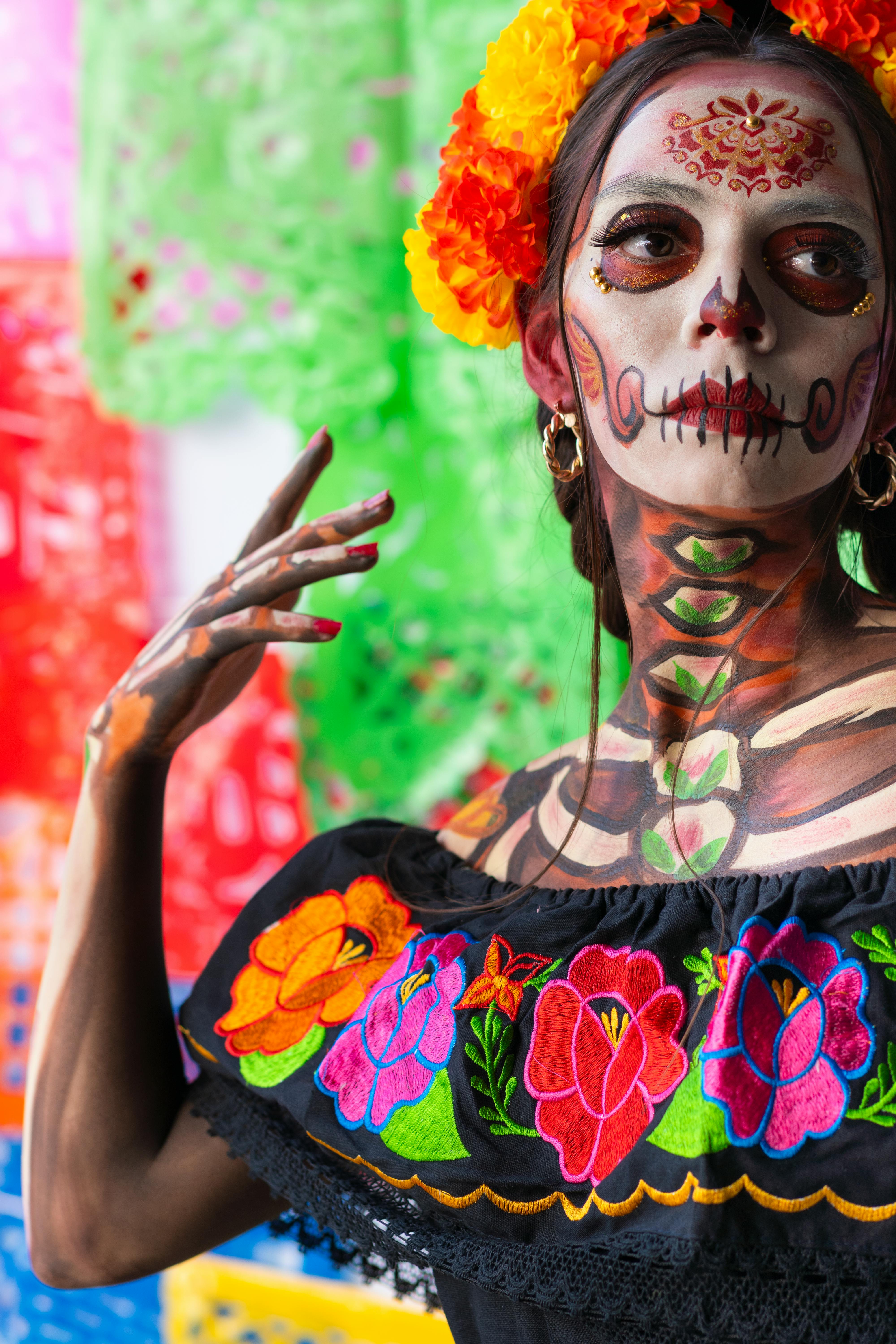 Model in Catrina Costume in Bar · Free Stock Photo