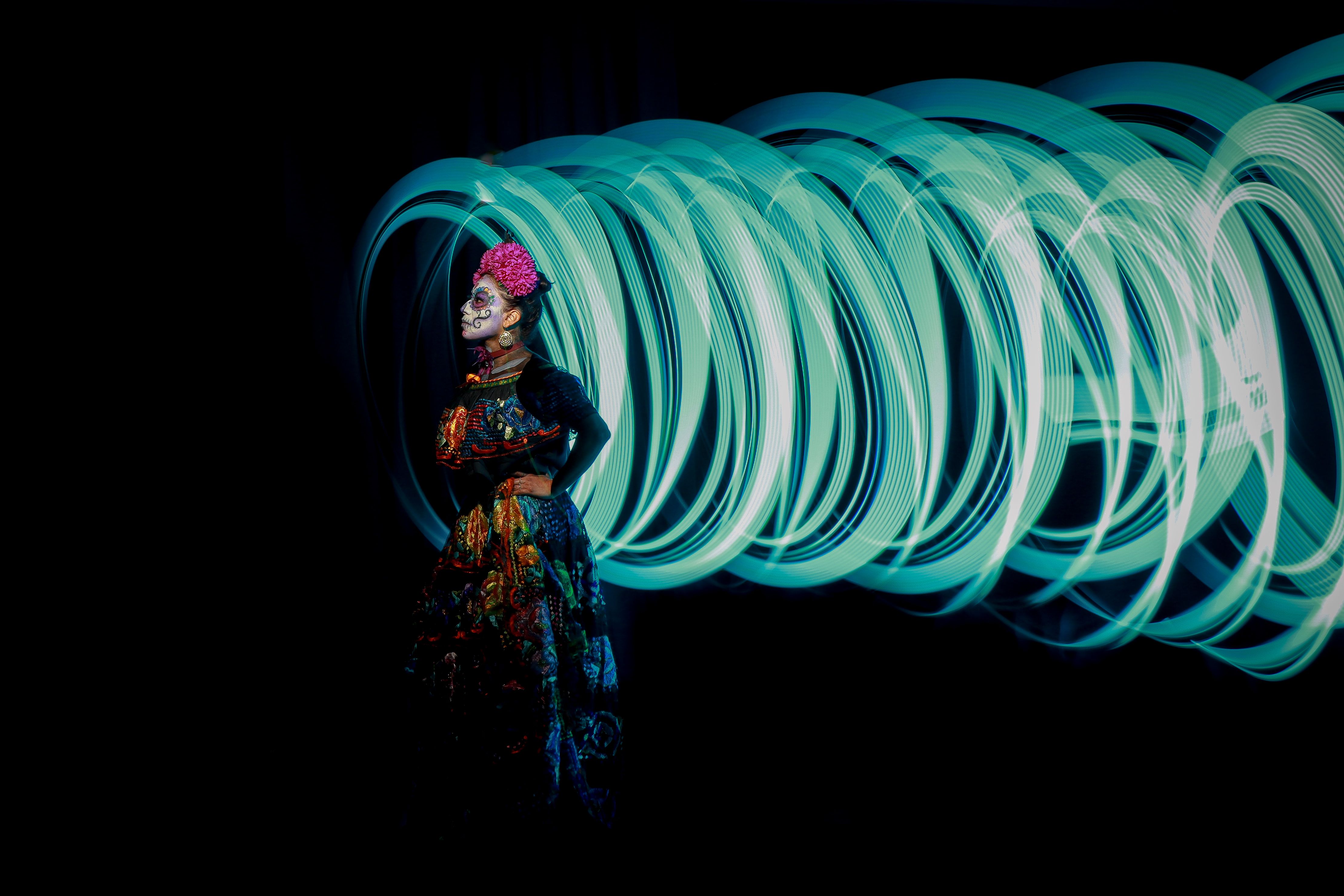 Shapes behind Catrina on Black Background · Free Stock Photo