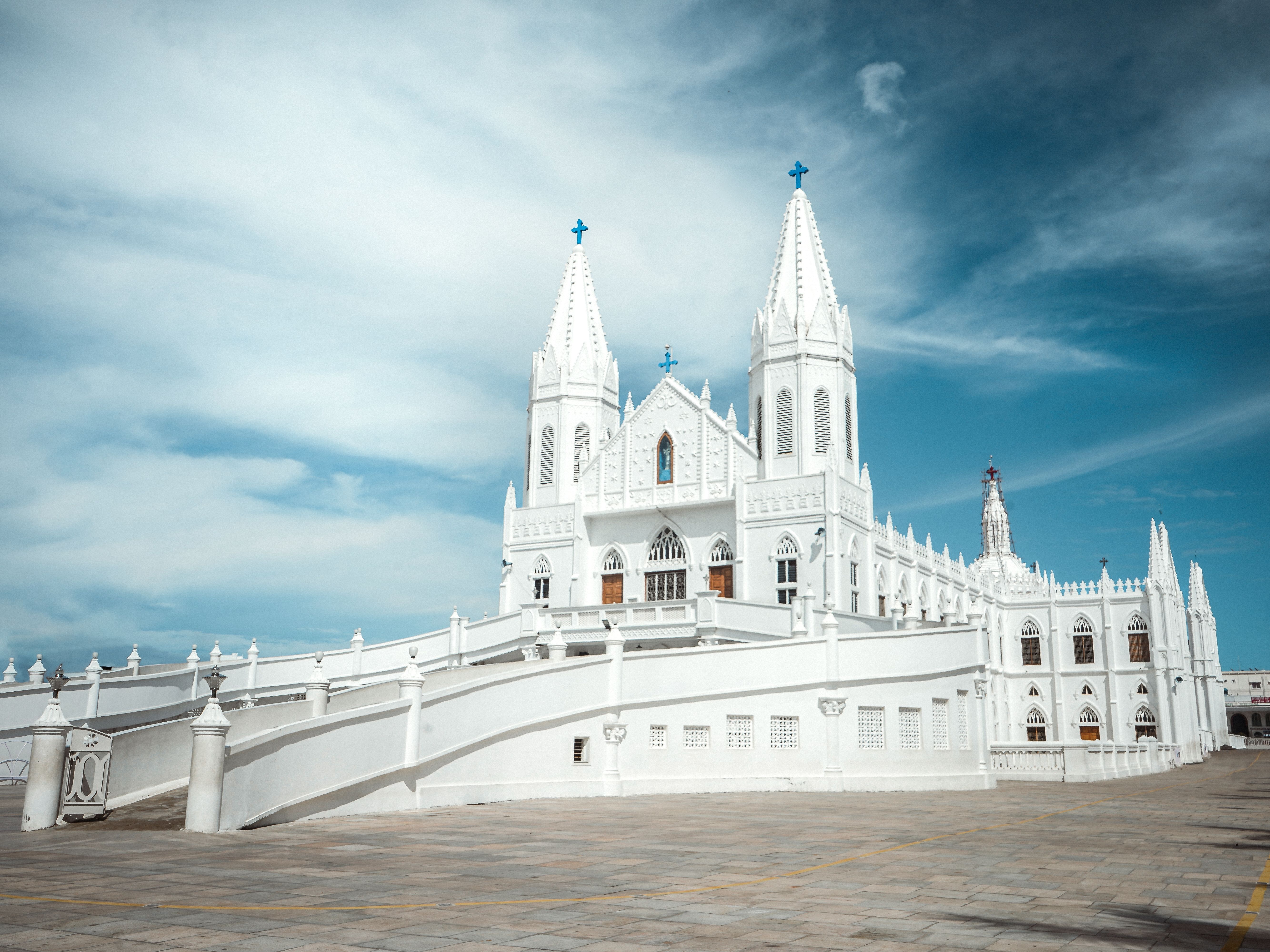 Front of the Basilica of Our Lady of Good Health in Velankanni India ...