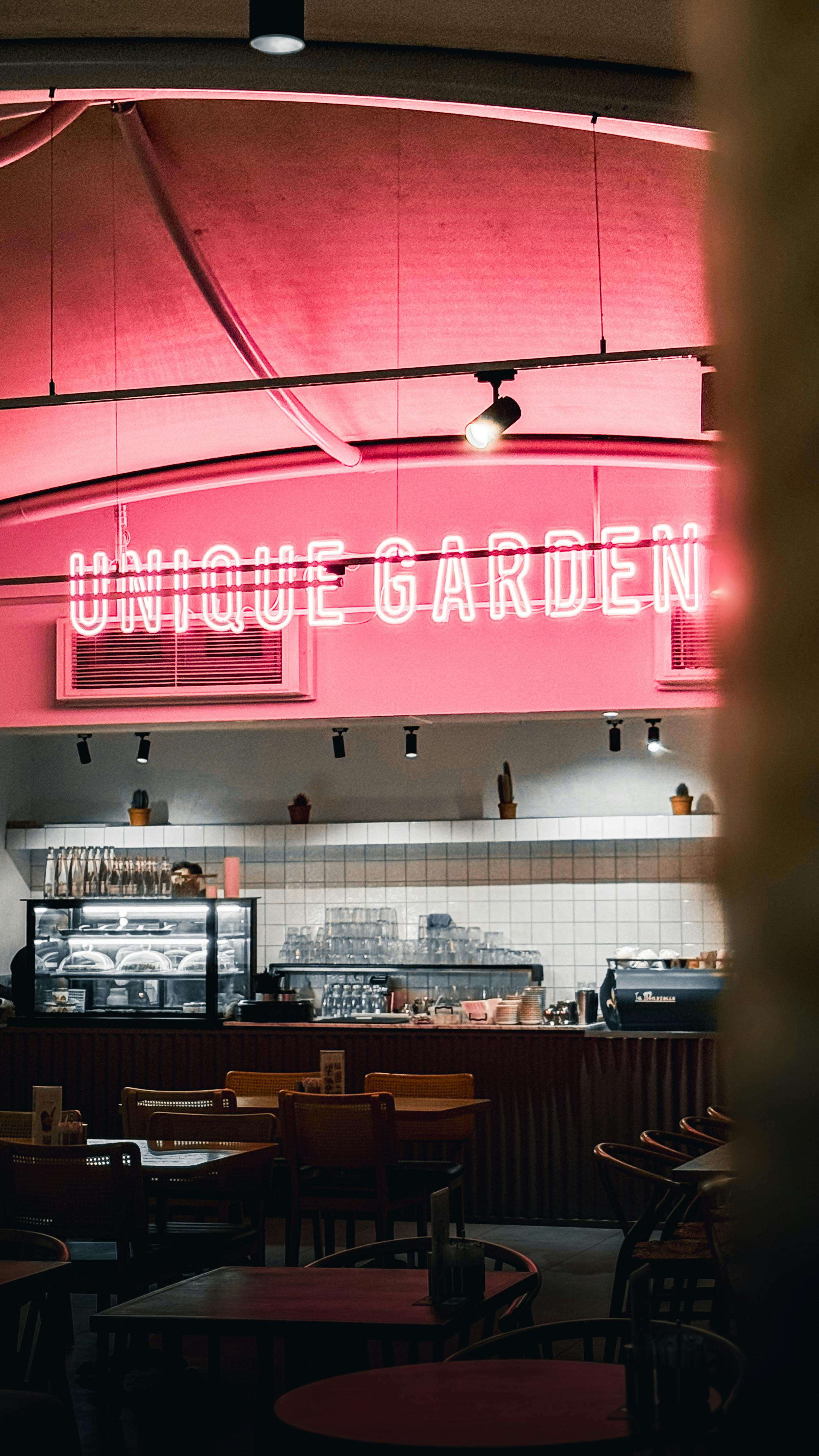 Neon Light on the Storefront Window · Free Stock Photo